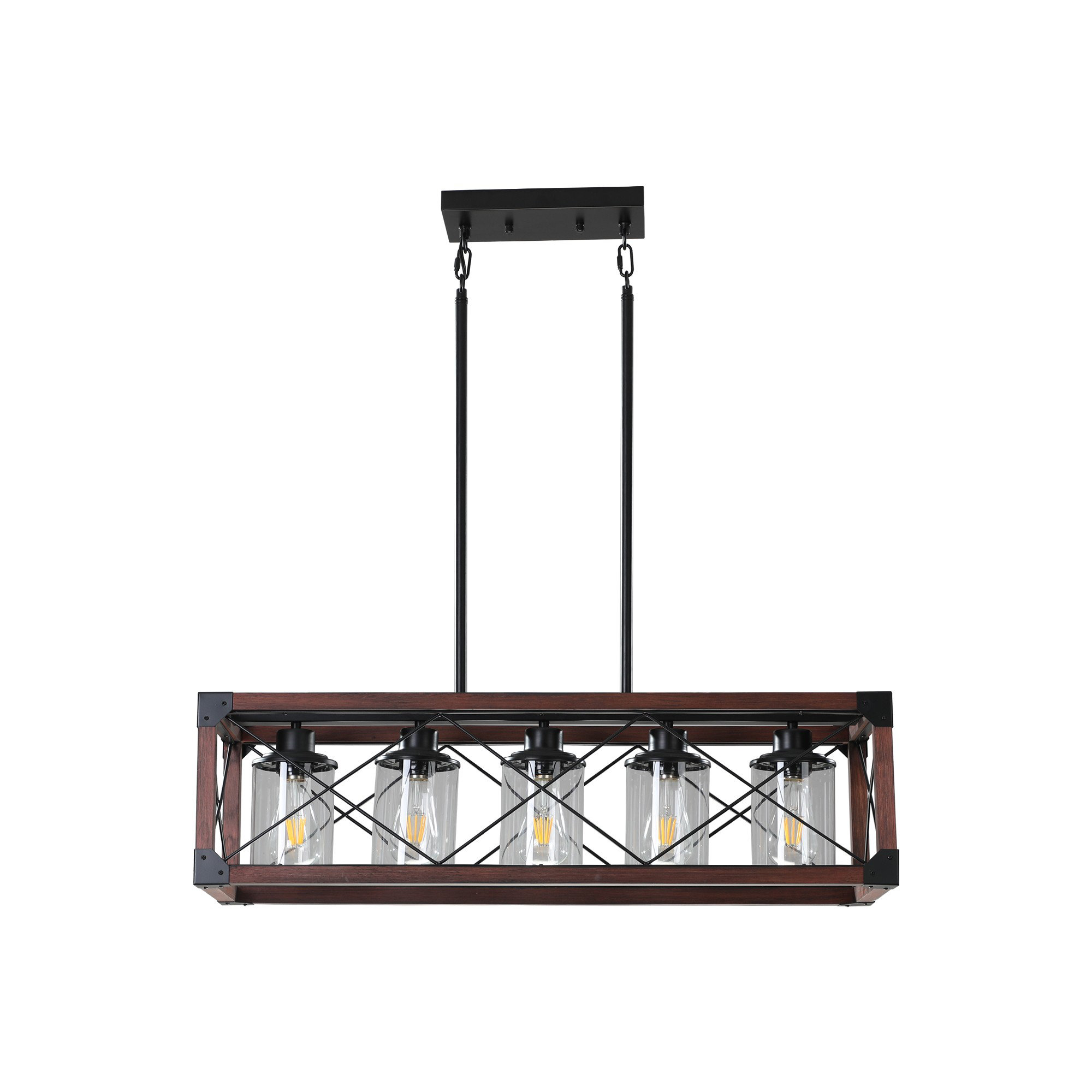 Gracie Oaks Modern Wooden Cage Design Adjustable Pendant Light | Wayfair