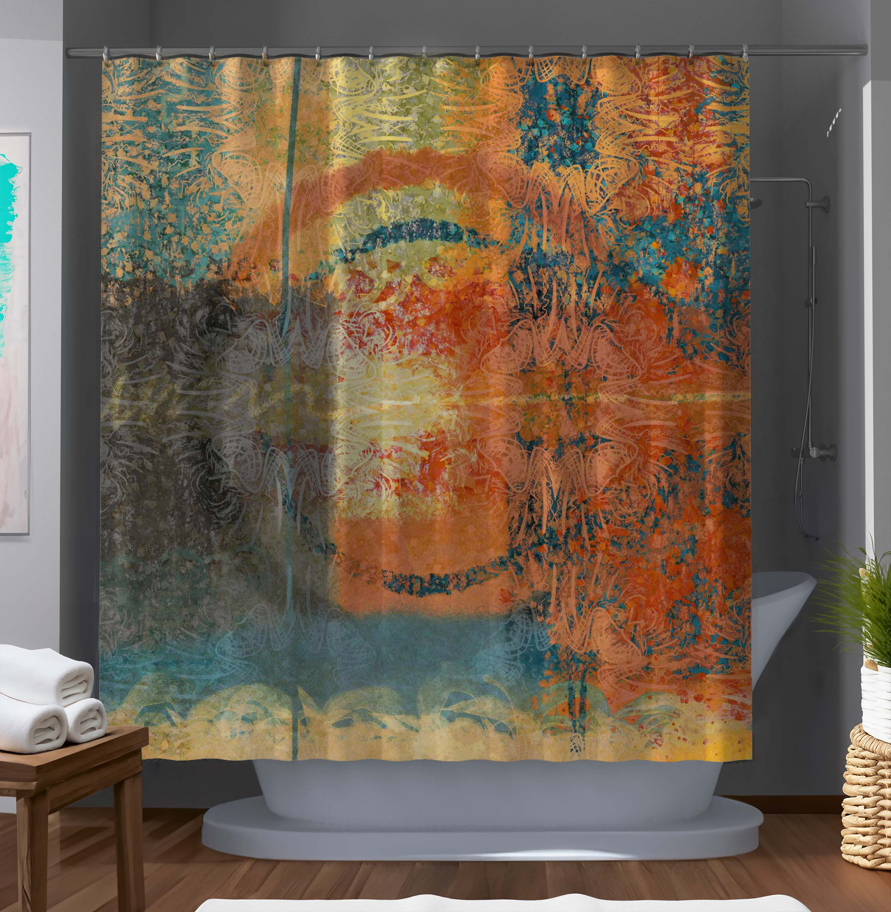 East Urban Home Atoria Abstract Shower Curtain | Wayfair