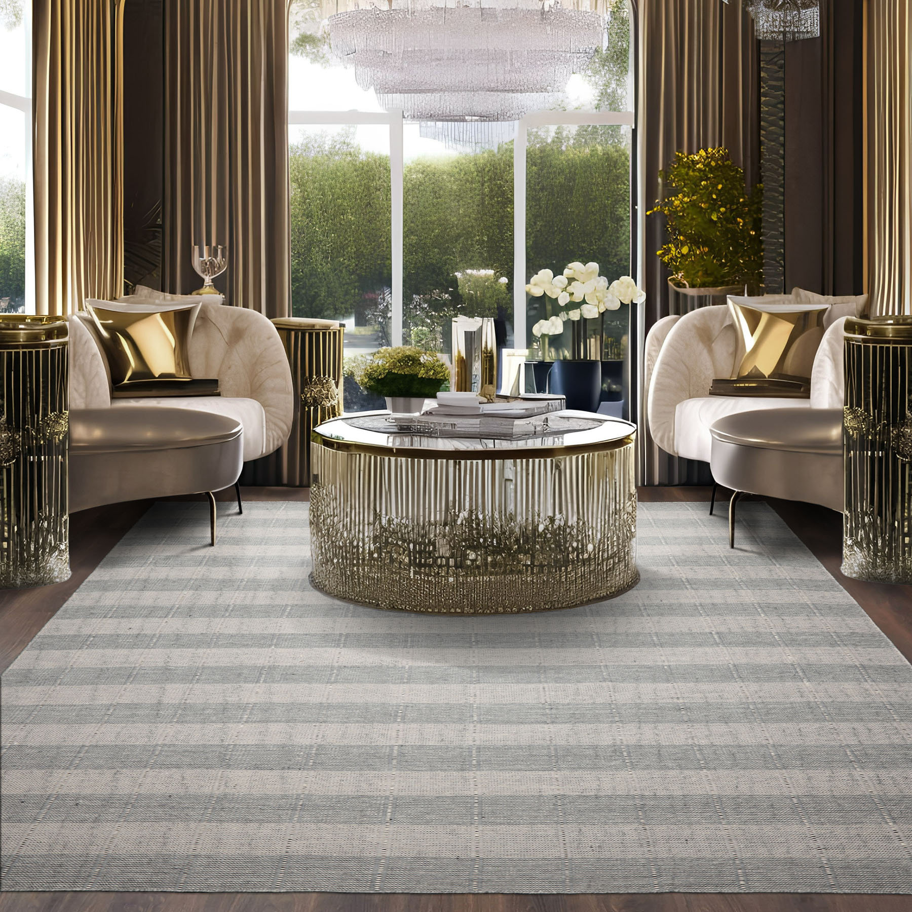 Gracie Oaks Gray Hand Woven Flatweave Plaid Wool Modern Area Rug Multi ...