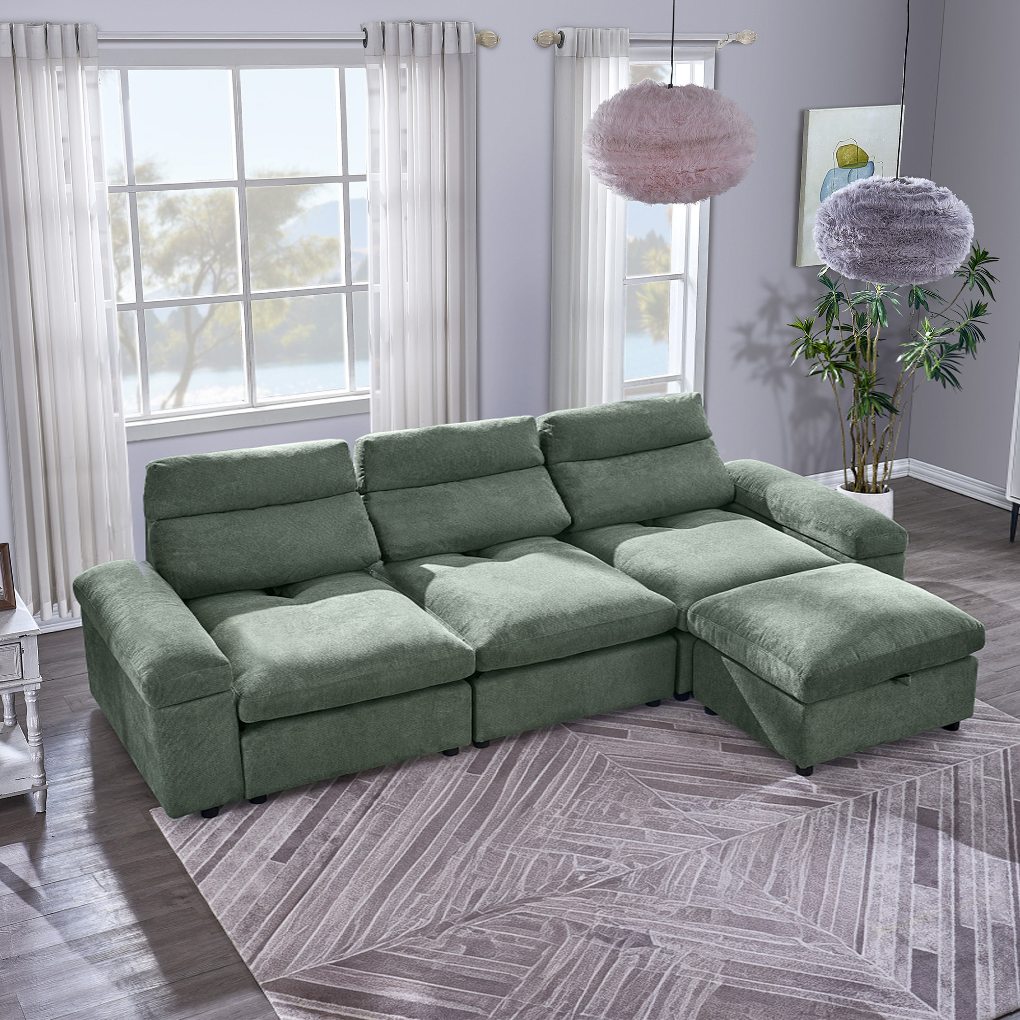 Hokku Designs Adjustable Storage Sofa Cotton & Linen Modern Design For ...