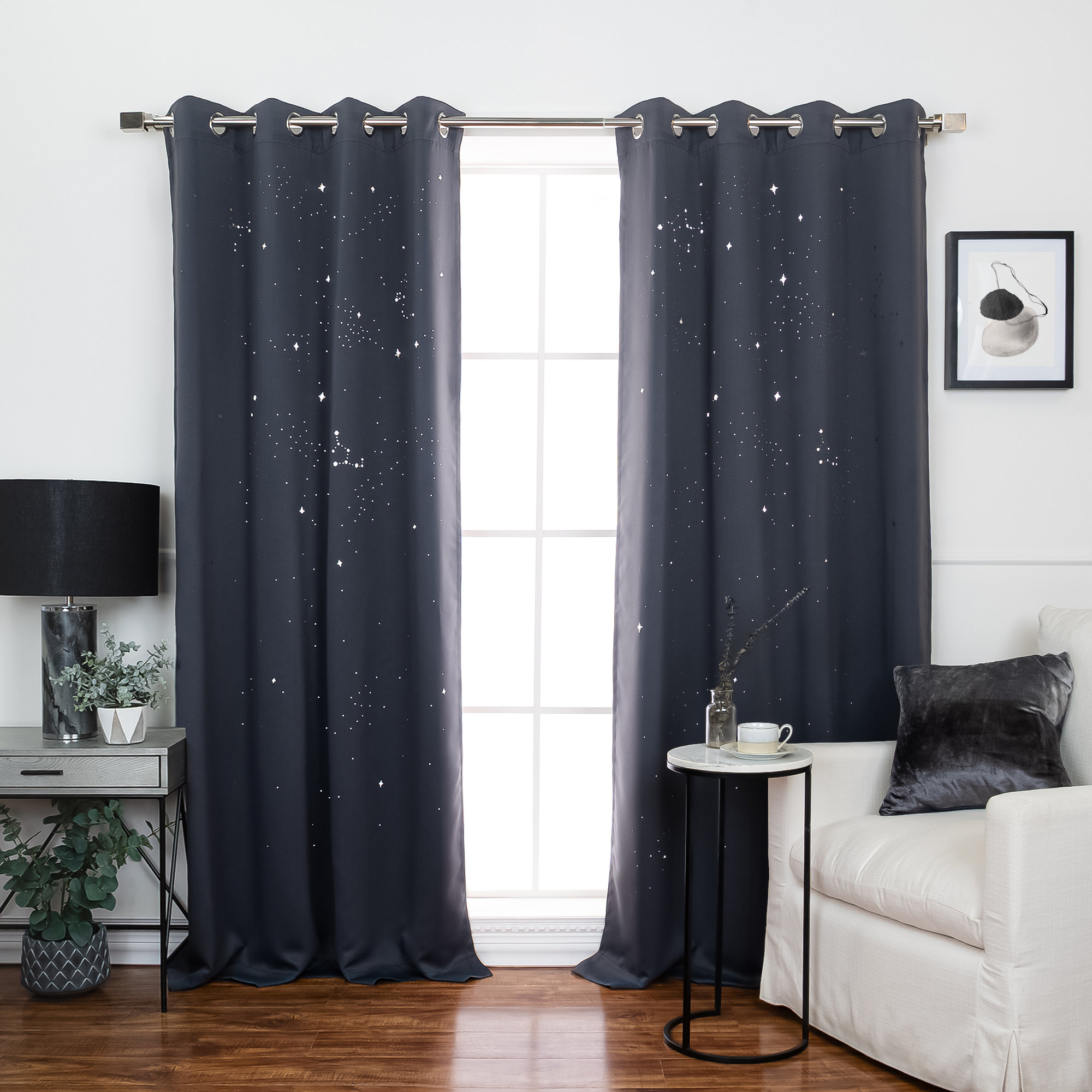 Ebern Designs Nicholad Night Sky Laser Punch Room Darkening Curtain ...