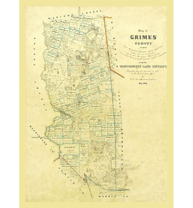 Trinx Grimes County Texas - 1858 Poster Print By Unknown Unknown (24 X ...