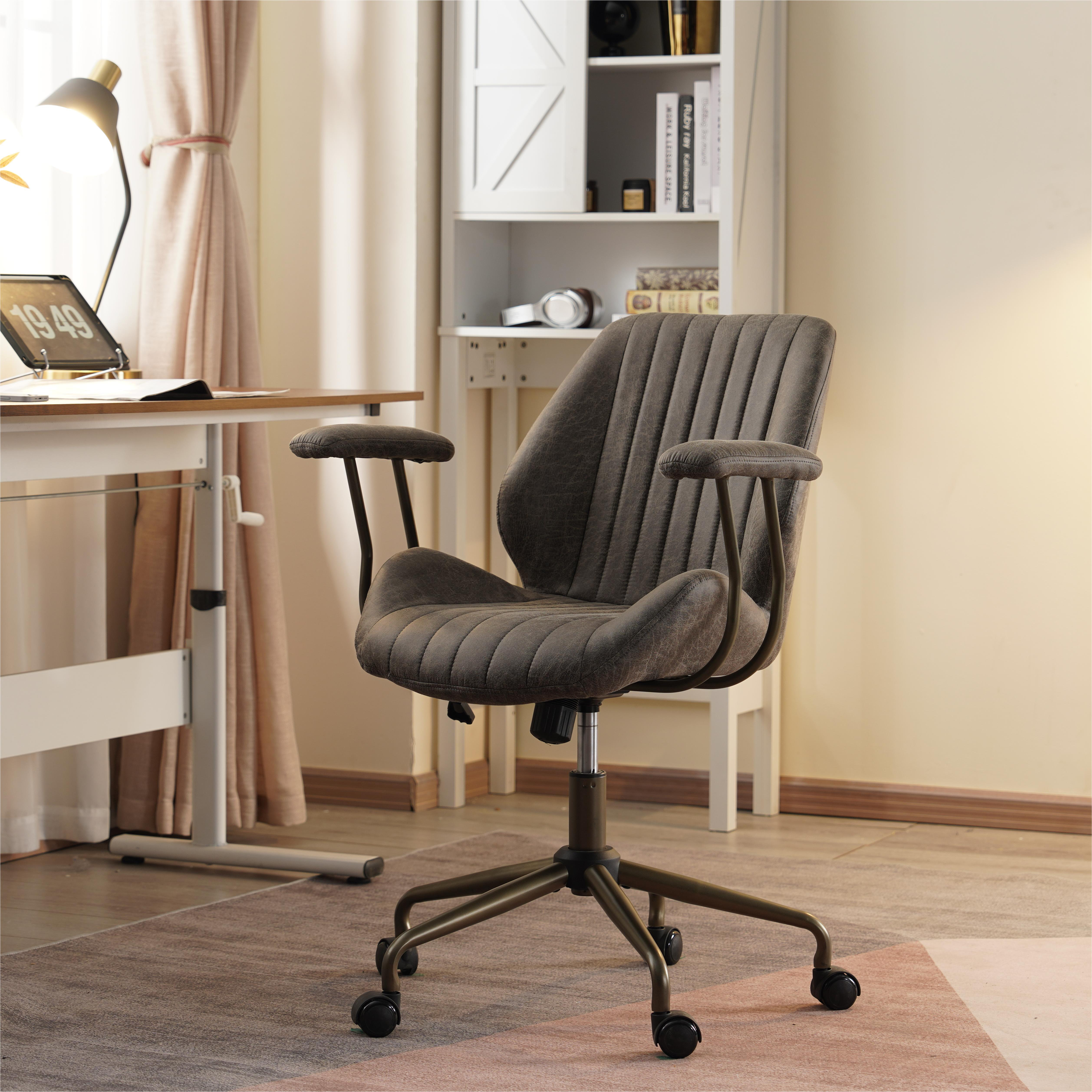 17 Stories Ergonomic Office Chair, Suede Fabric Desk Chair, Home Office ...