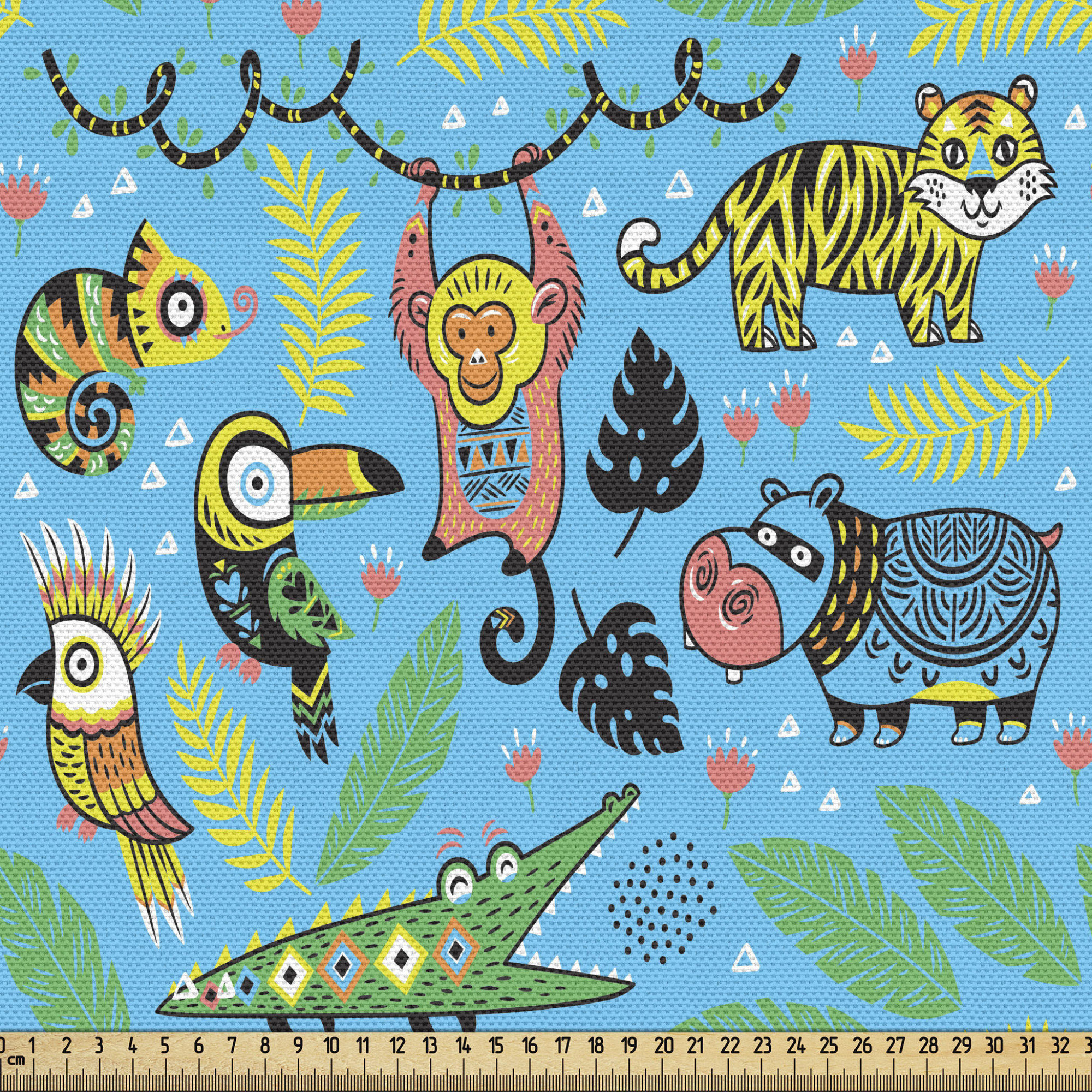 East Urban Home Animal Fabric By The Yard, Colorful Pattern Of Various ...