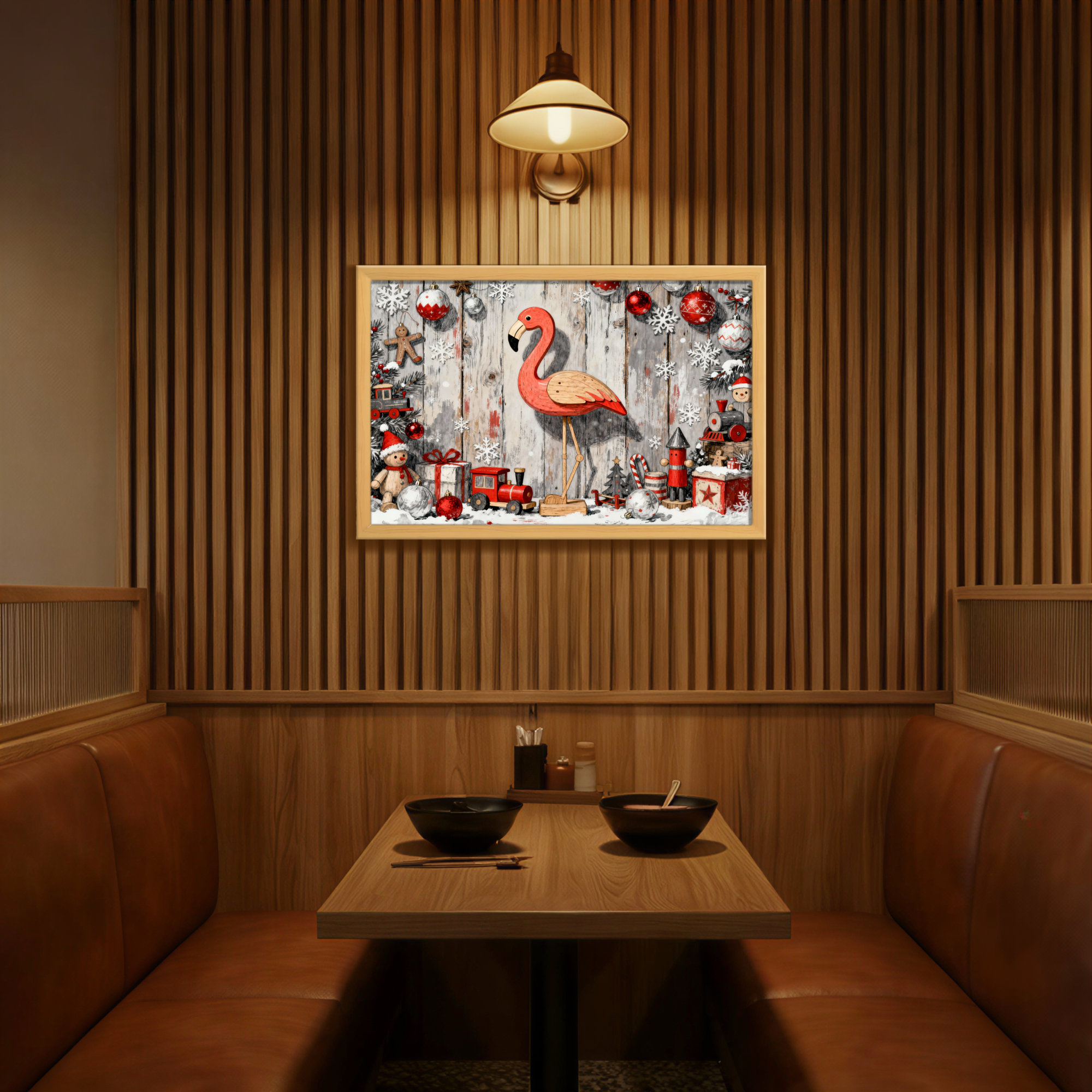 AMOBRO Christmas Flamingo Christmas Decorations Wood Background | Wayfair