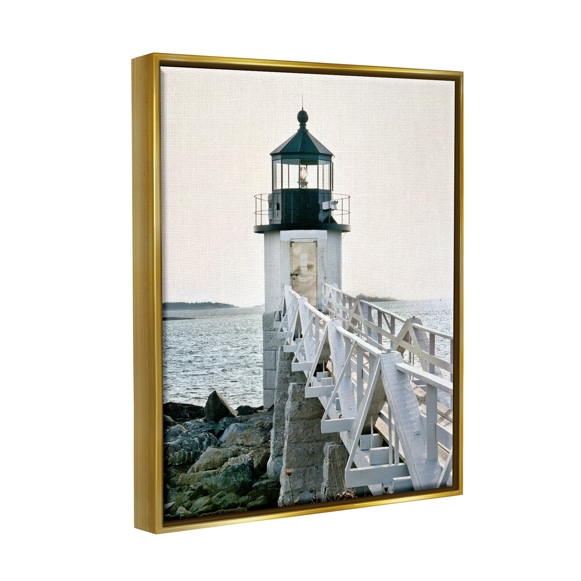 Breakwater Bay White Lighthouse by Rachel Perry - Floater Frame Print ...