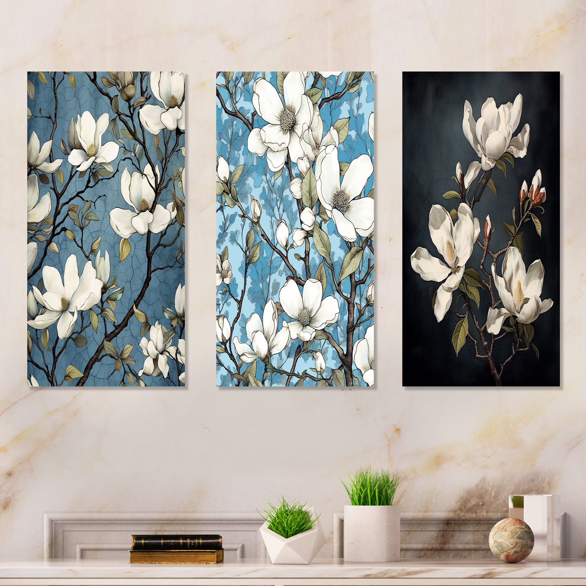 Red Barrel Studio® White Blooimg Magnolias Trees - Magnolias Metal Wall ...