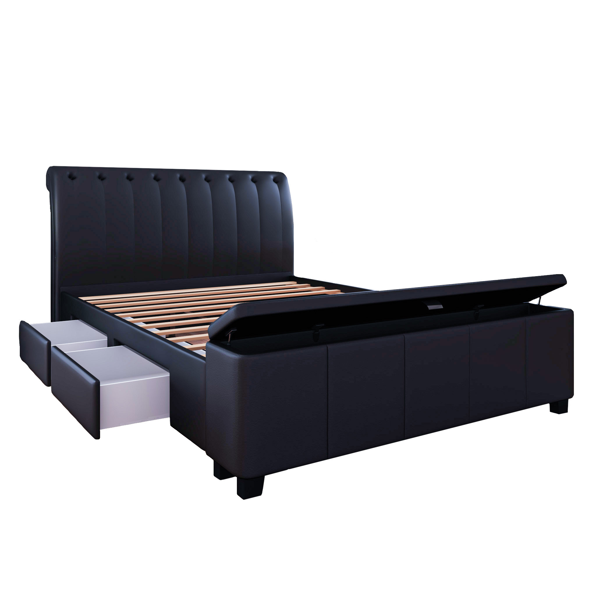 Red Barrel Studio Queen Tufted Upholstered Low Profile Storage Platform ...