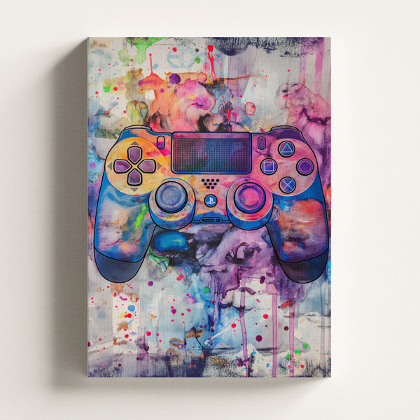 Ivy Bronx Multicolor Gaming Controller Canvas Wall Art | Abstract Gamer ...