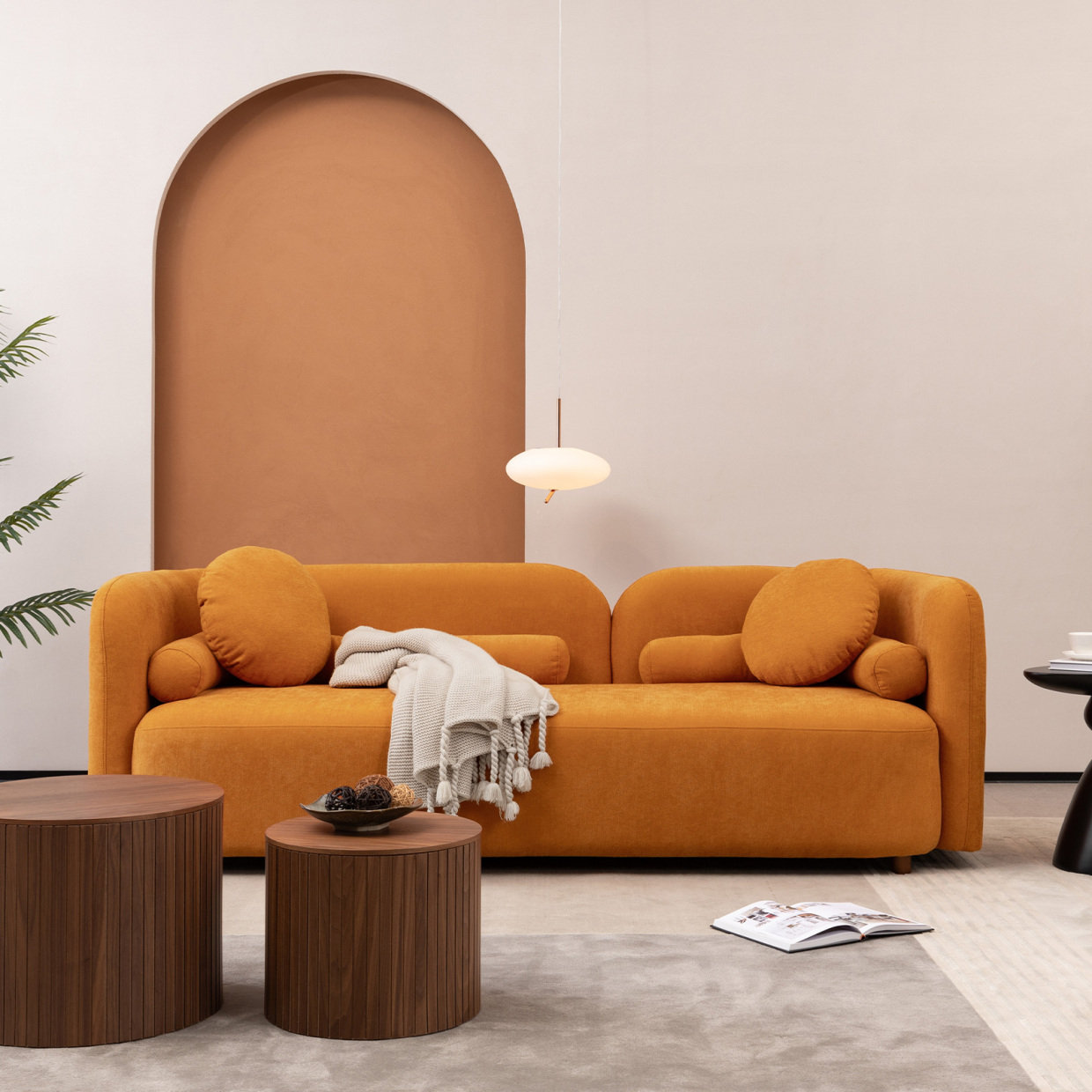 Orren Ellis Modern Sofaluxury Couch , Beig Boucle Fleece Upholstered ...