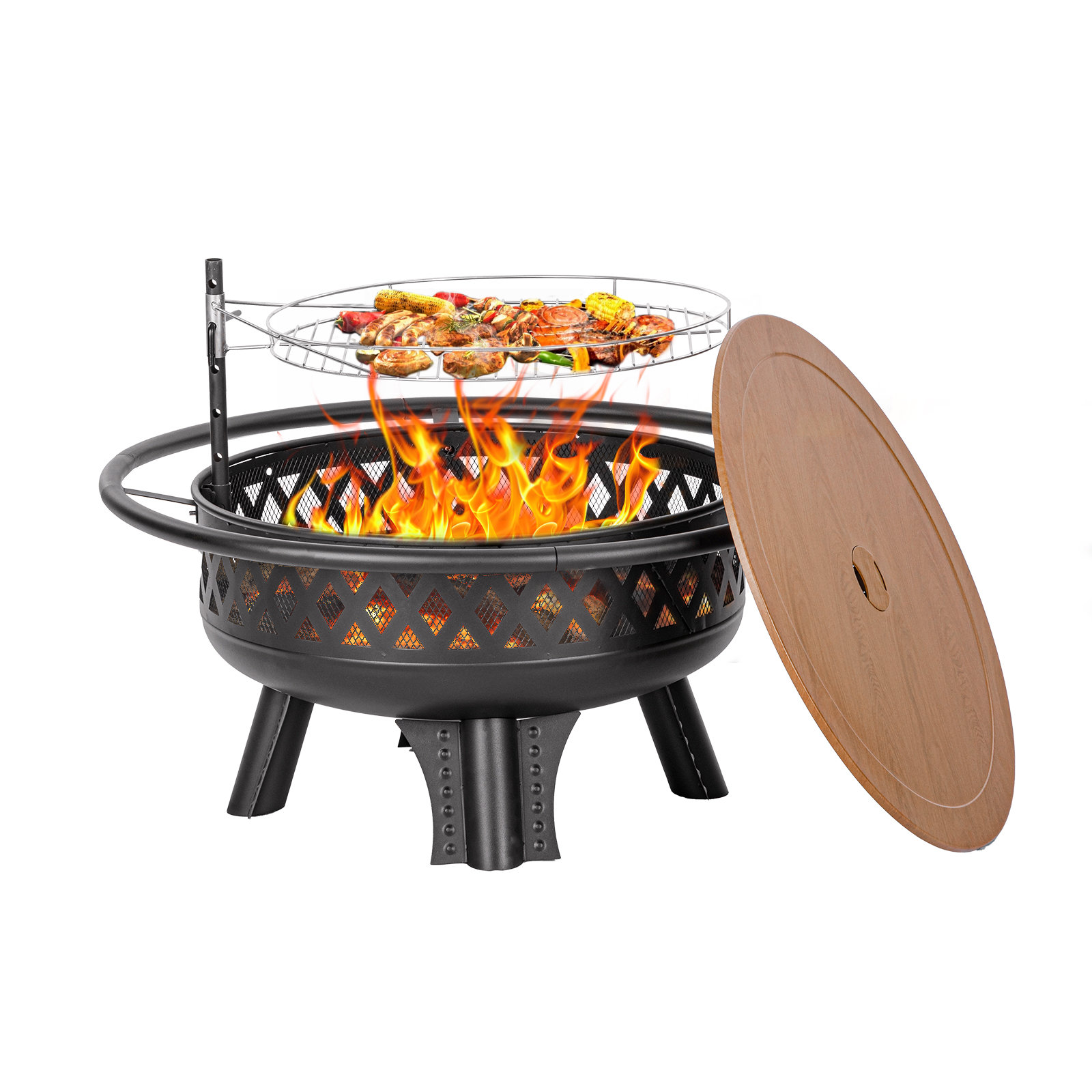 Lark Manor Foyer au bois 32 po avec barbecue et couvercle - Wayfair Canada
