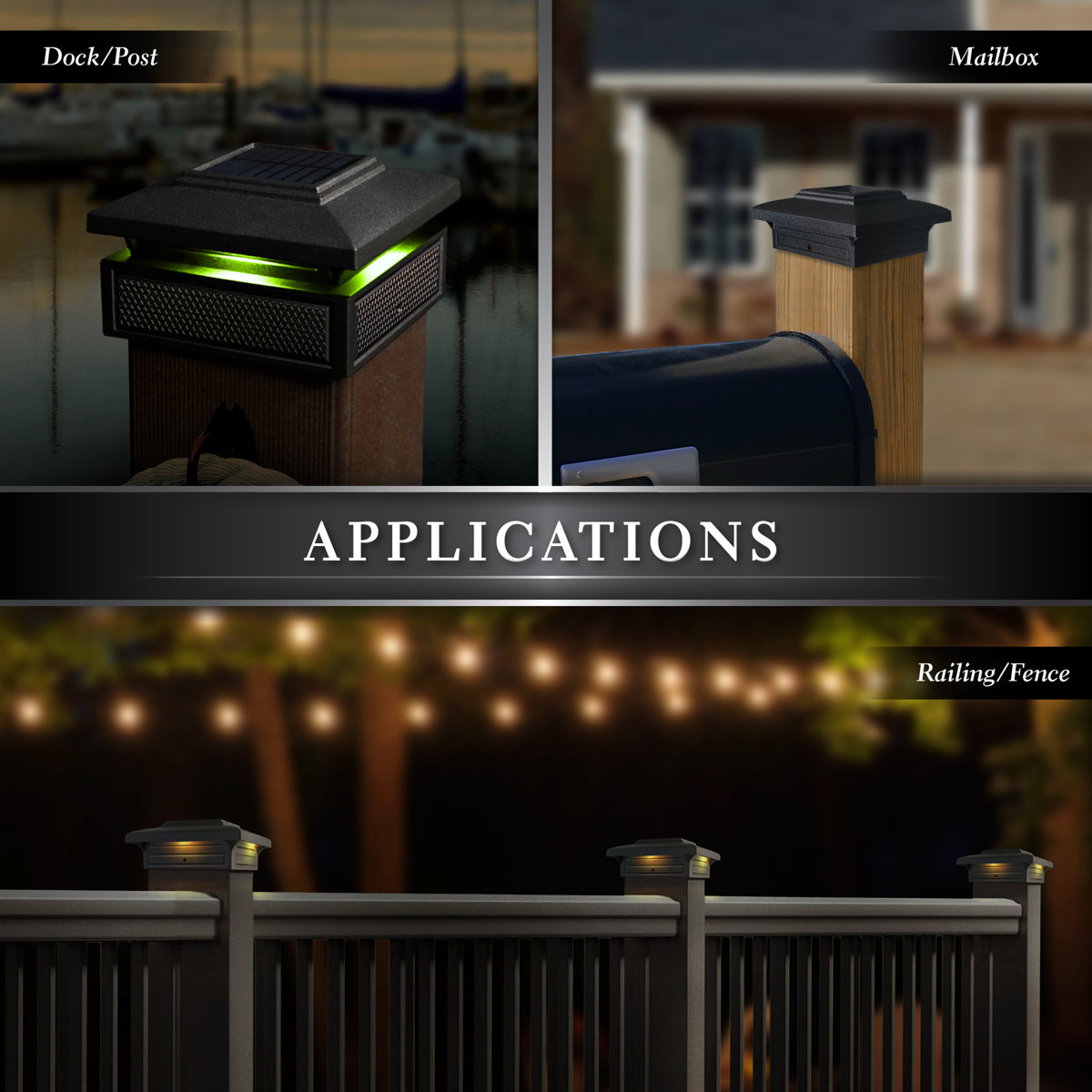 Classy Caps Black Low Voltage Integrated LED Fence Post Cap Light | Wayfair