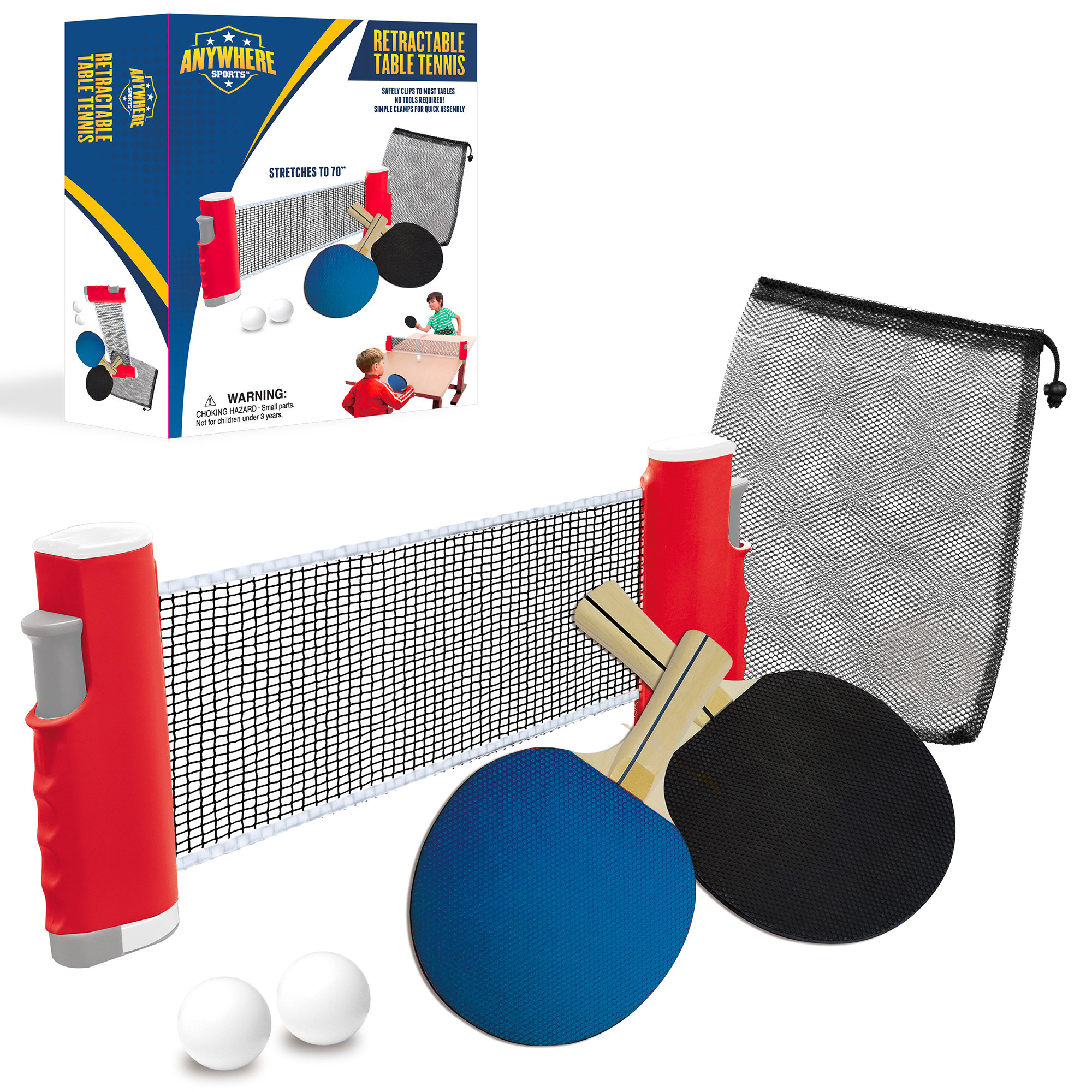 Thin Air Brands Anywhere Sports: Retractable Table Tennis - 6pc Sports ...