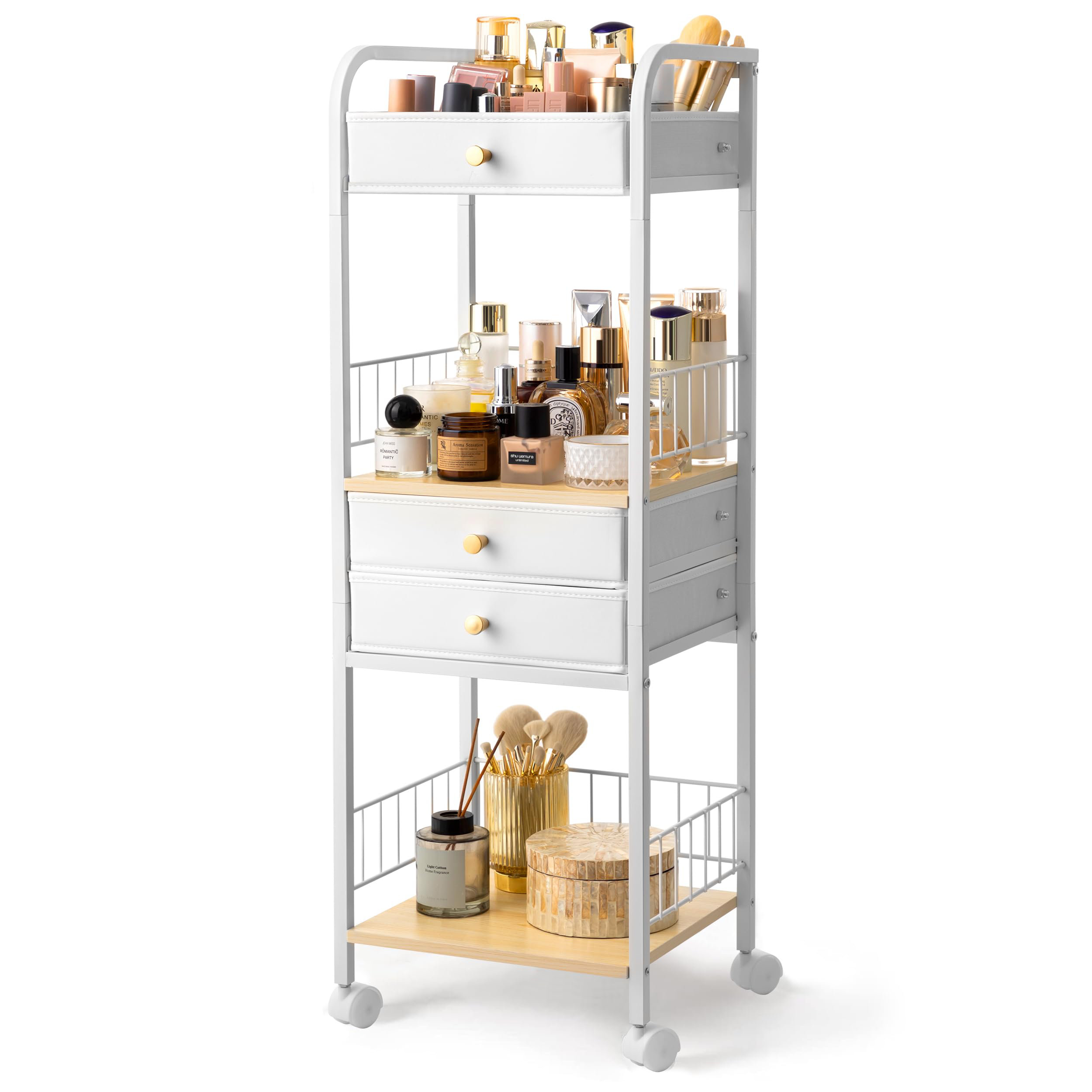 XMVJHOME Multipurpose Rolling Makeup Organizer Cart With Drawers For ...
