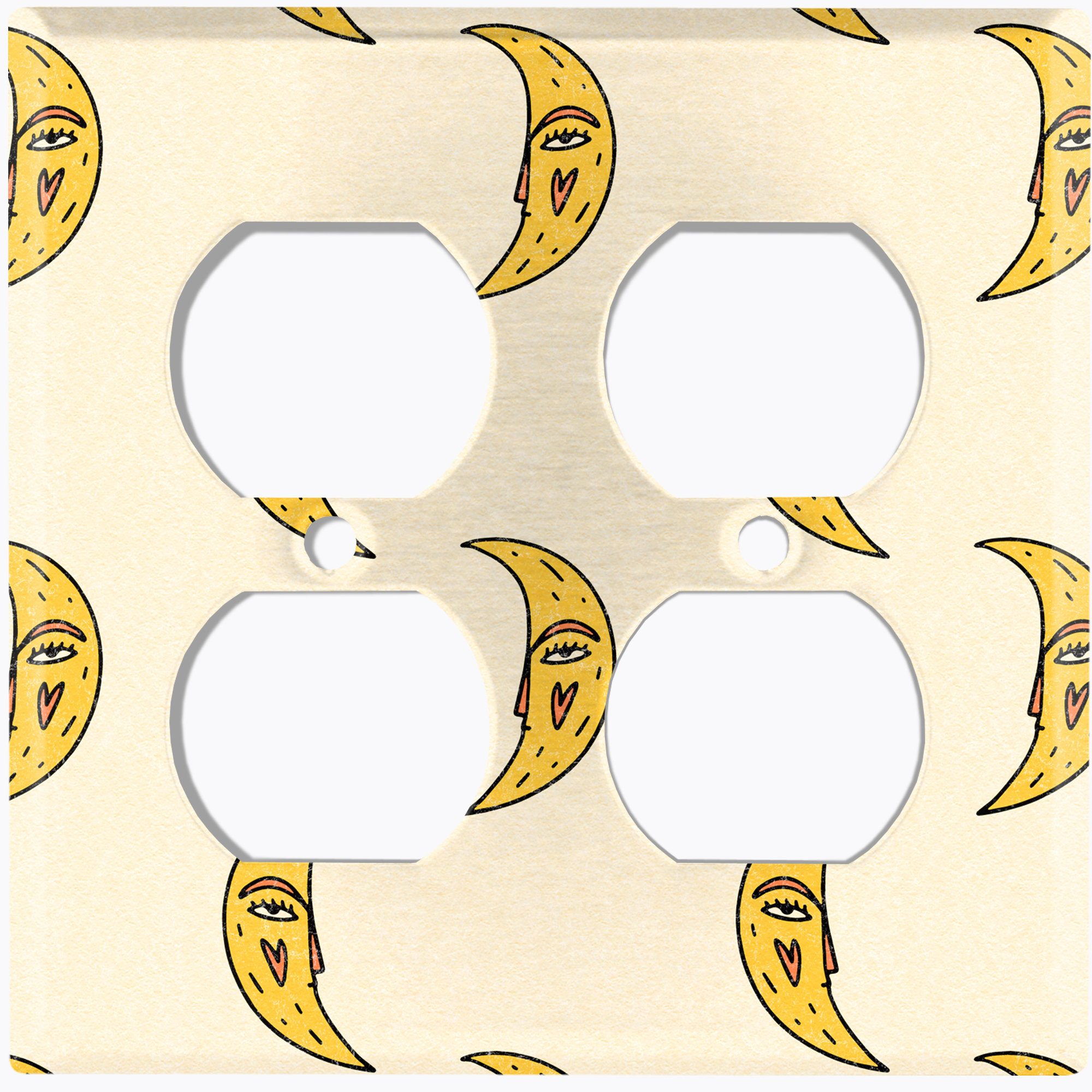 WorldAcc Crescent Moon Heart Doodle 2-Gang Toggle Light Switch Wall ...