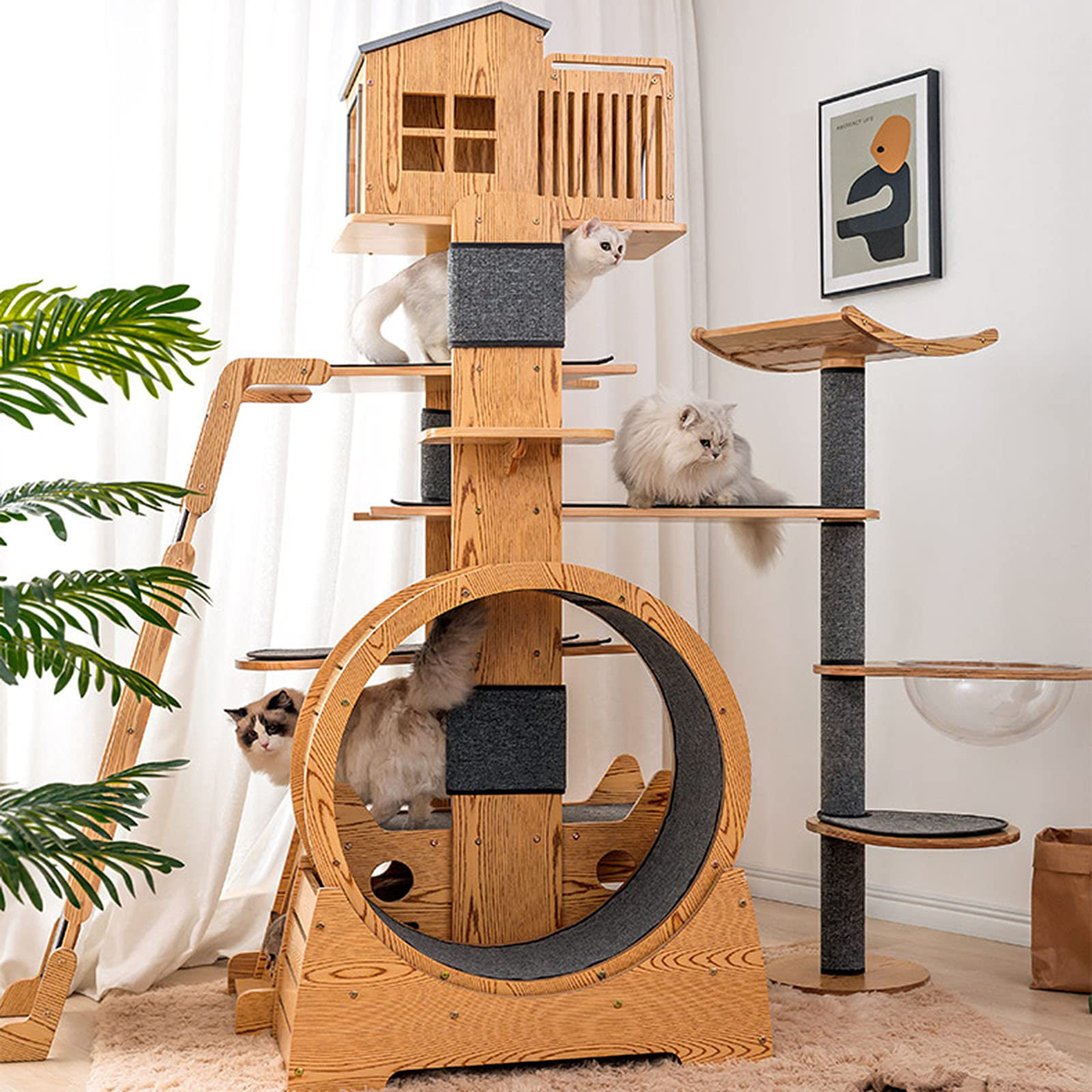 BalmyBoulevard Adjustable Height Floor-Ceiling Cat Climbing Structure ...