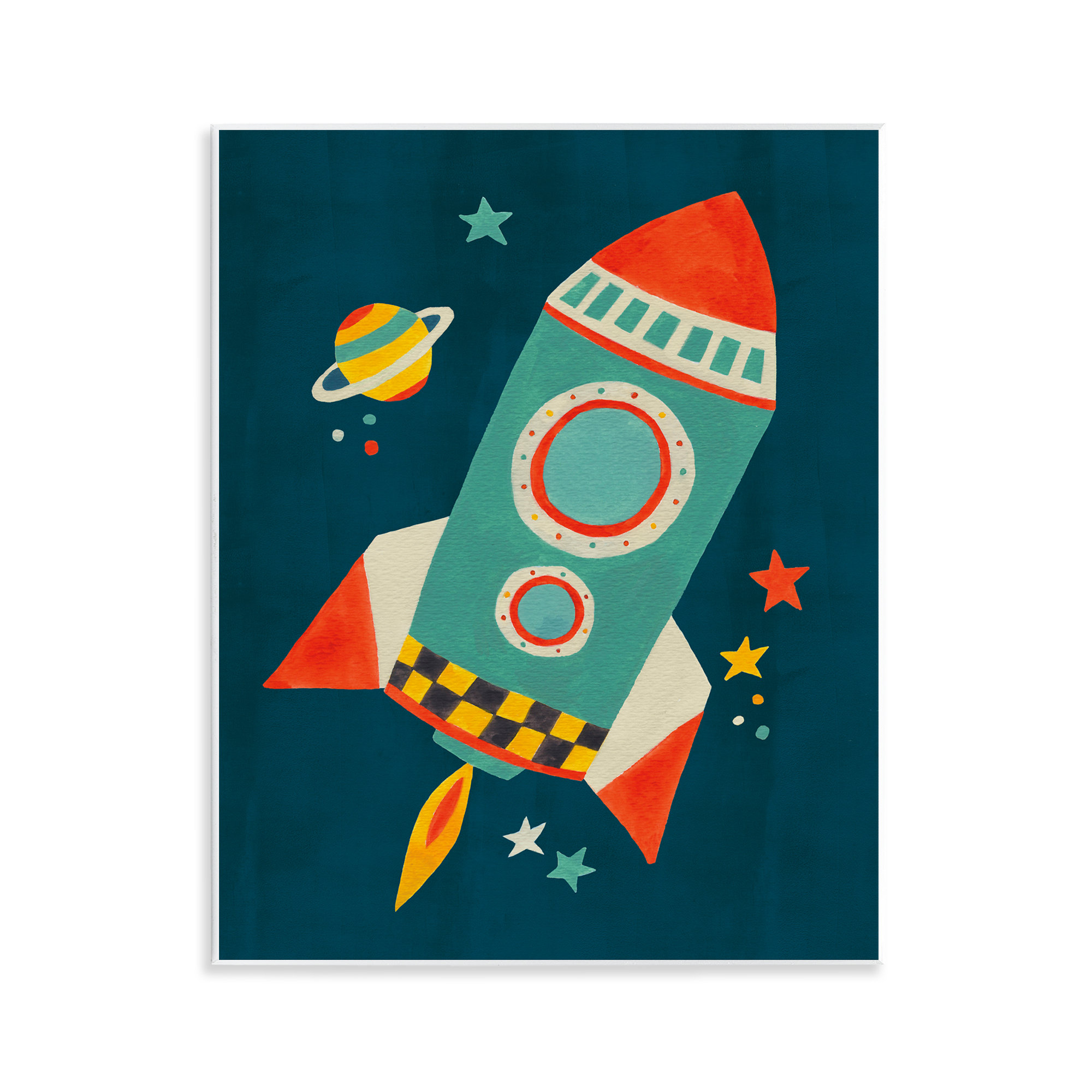 Ophelia & Co. Rocket Ship in Space Wall Plaque Art by Irene Chan ...
