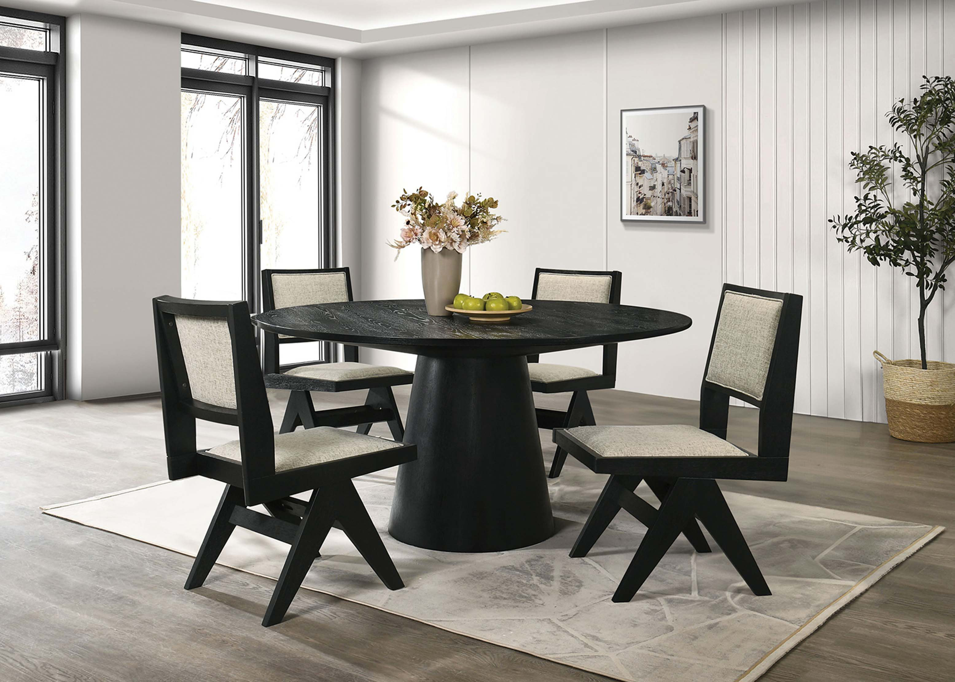 Corrigan Studio® Contemporary 5Pc Dining Set Upholstery Table W 4X Side ...