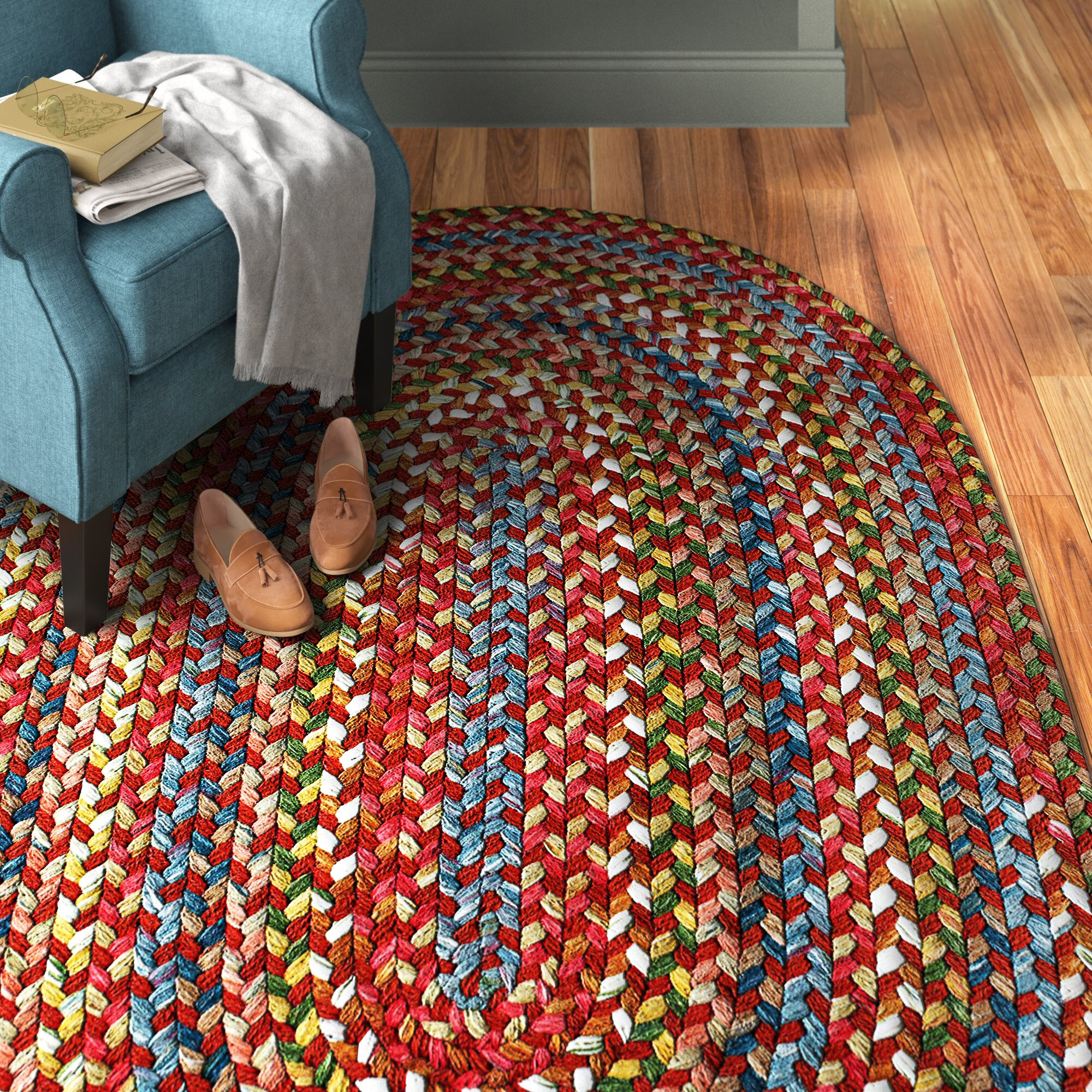 Andover Mills™ Orval Geometric Hand Braided Red Area Rug & Reviews ...