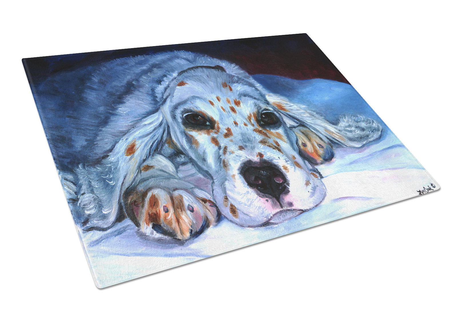 East Urban Home English Setter Pup Glass Cutting Board | Wayfair