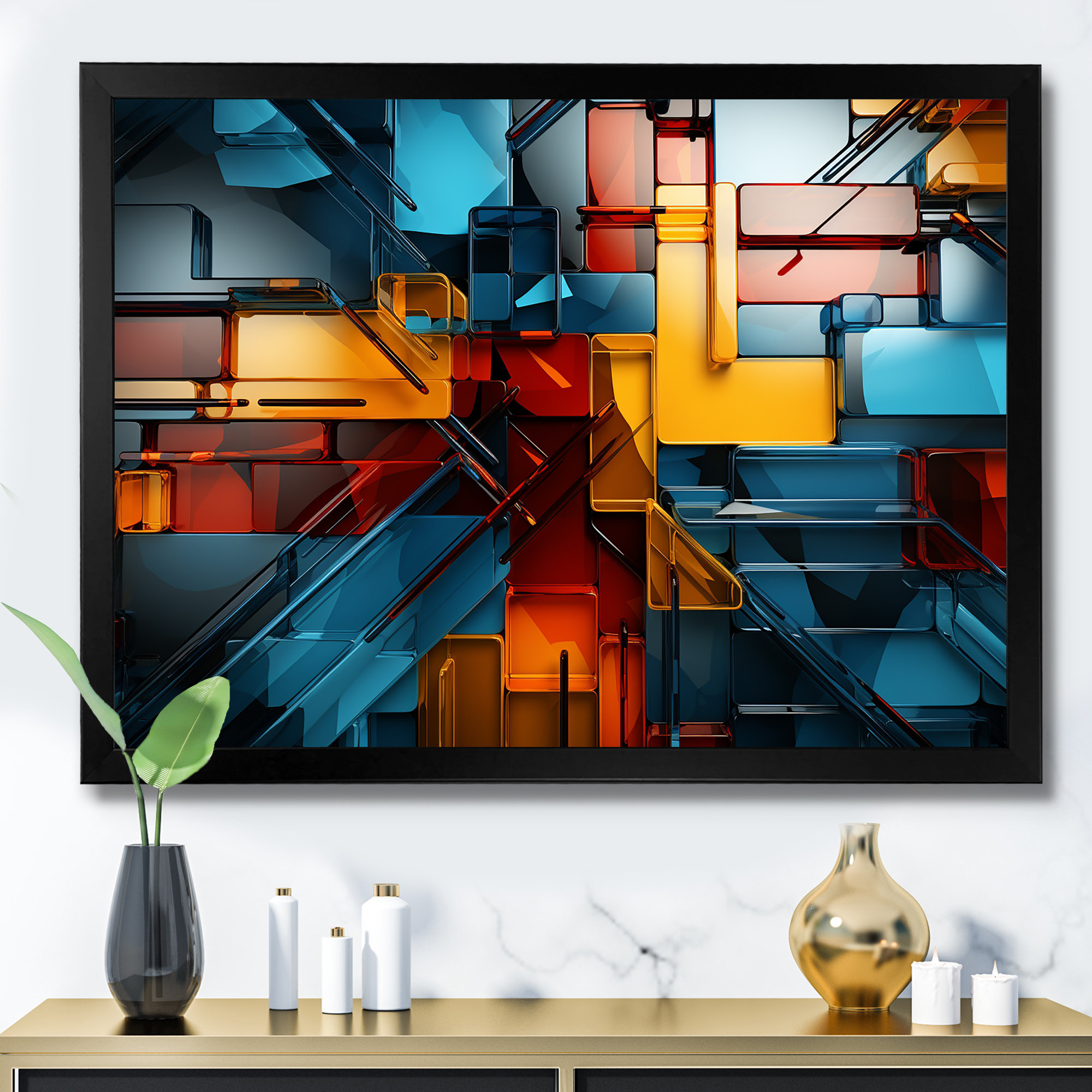 Wrought Studio™ Cubism Vivid Collage I - Abstract Collages Wall Art ...