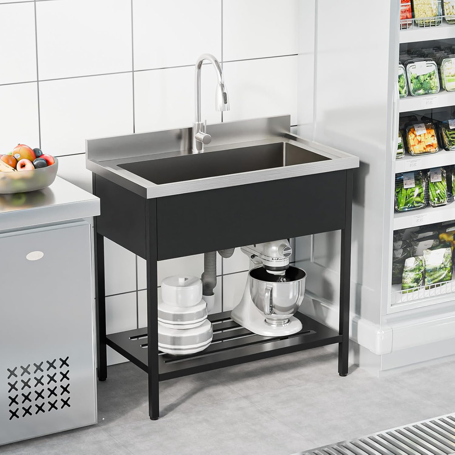 Winado Freestanding Stainless Steel Utility Sink Laundry/Kitchen Sink ...
