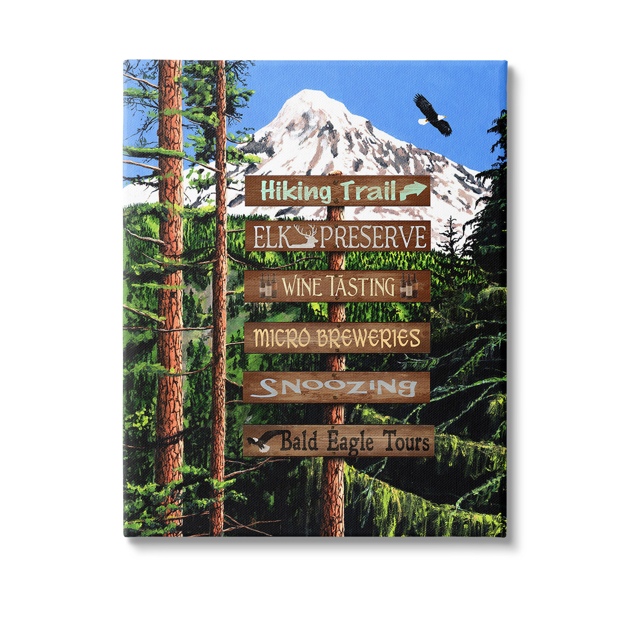 Millwood Pines Woodland Activities Sign Canvas Wall Art by Gail Fraser ...