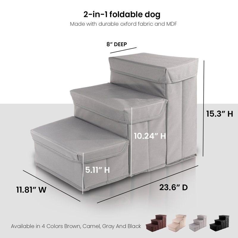 Tucker Murphy Pet™ Wava Padded 3 Step Pet Storage Foldable Steps ...
