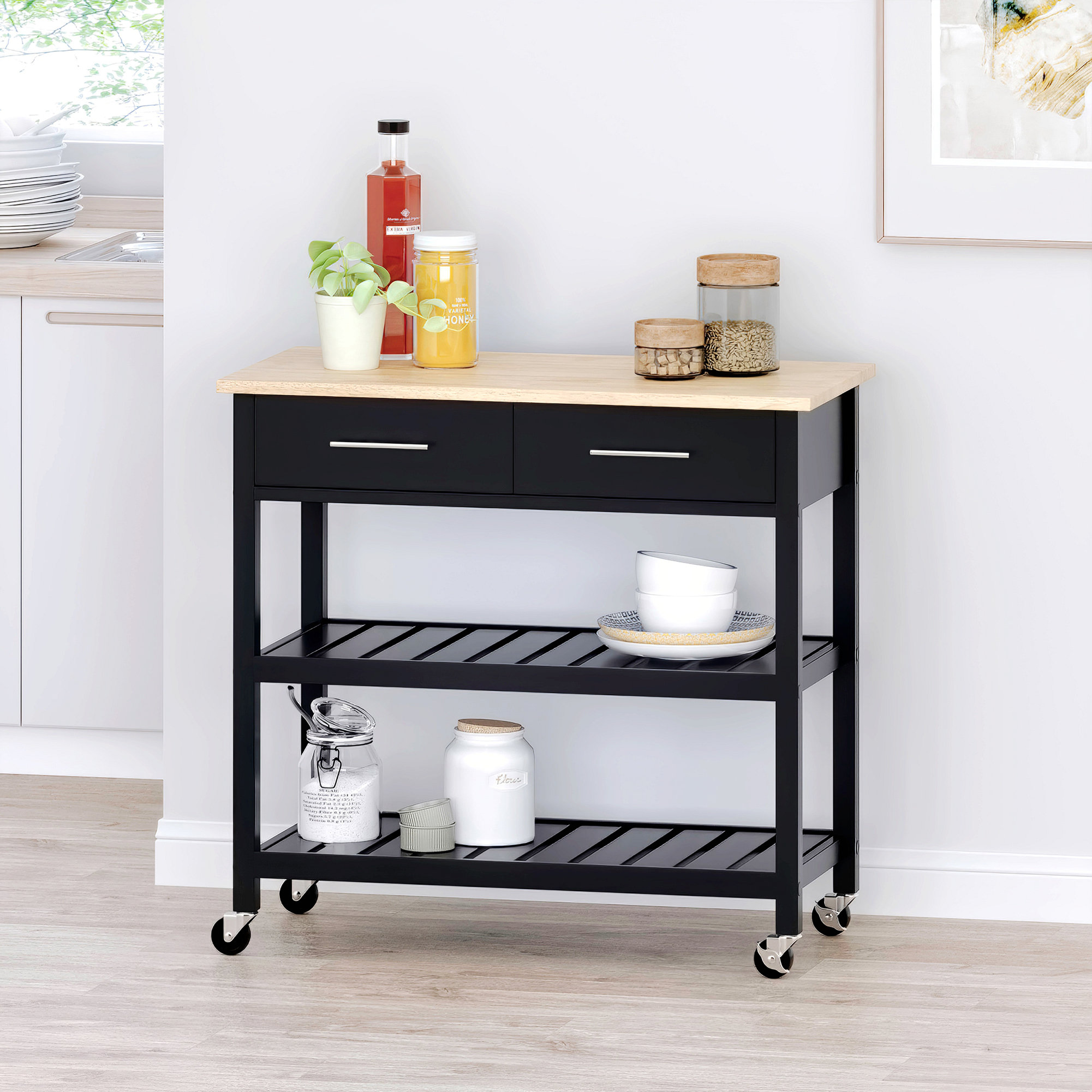 Winston Porter Superior Quality Kitchen Cart With Large Storage Space ...