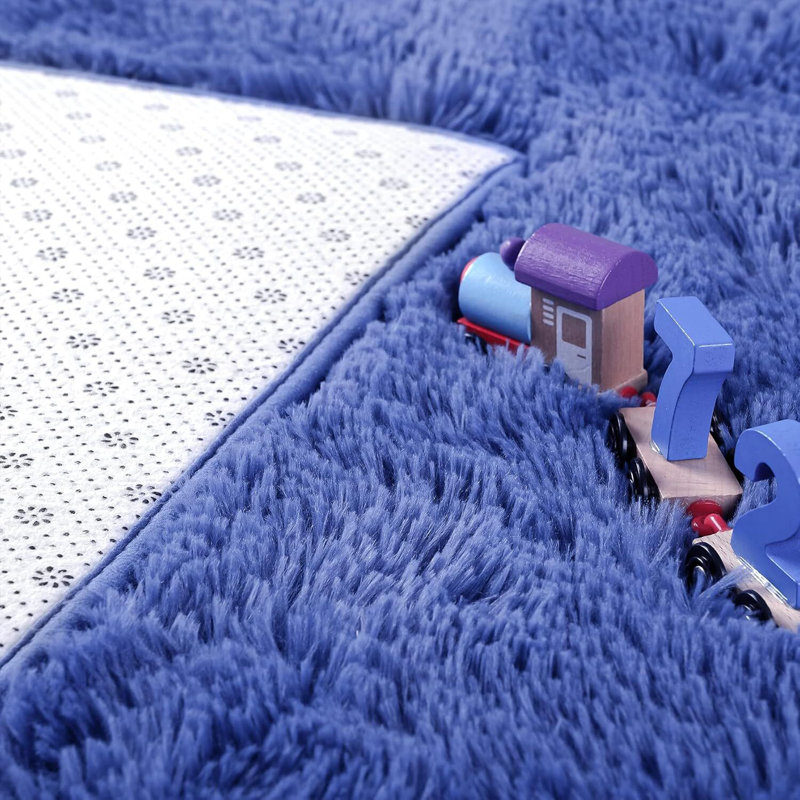 Mercer41 Fluffy Light Navy Rugs for Bedroom 3x5 | Wayfair