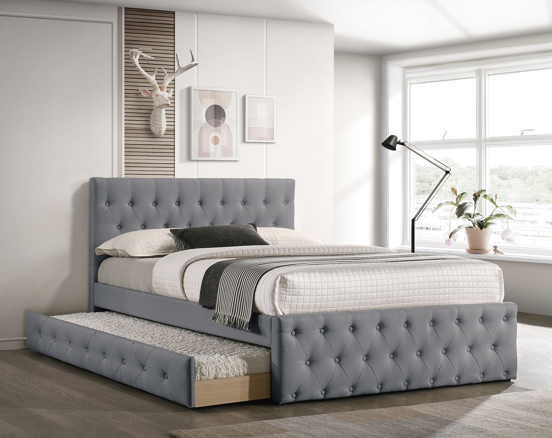 Red Barrel Studio® Angadreme Upholstered Bed with Trundle | Wayfair