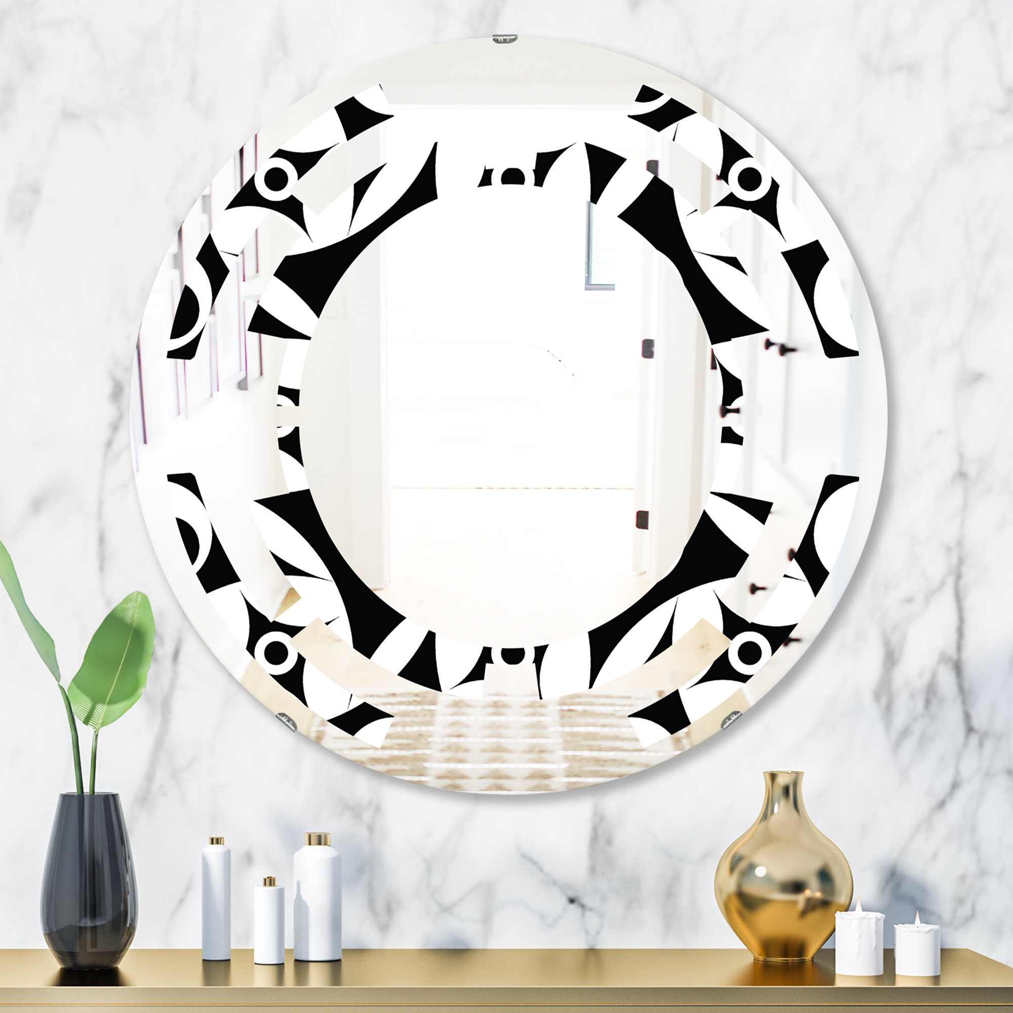 East Urban Home Monochrome Geometric Pattern VII Space Modern ...