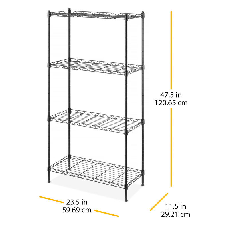 Rebrilliant Supreme 4-Tier Shelving - 100 lb. per Shelf - Black | Wayfair