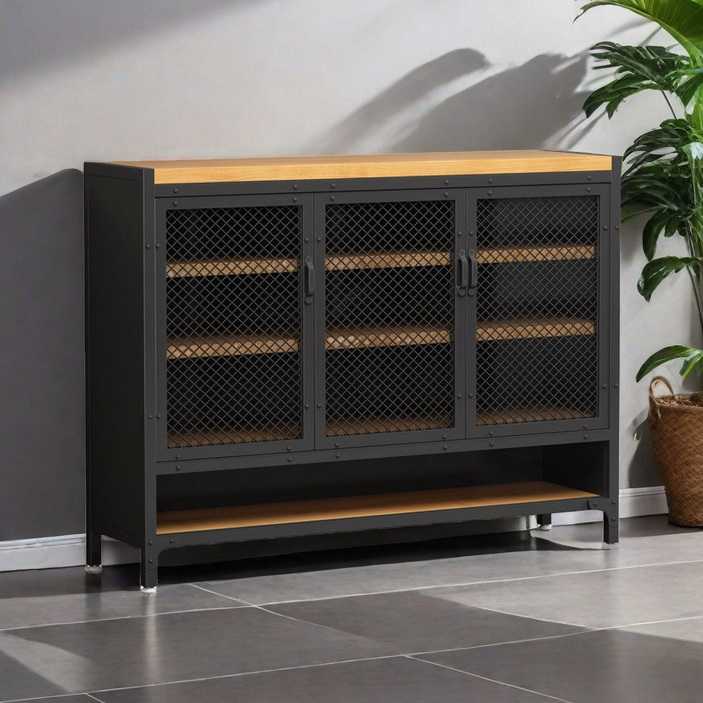 DICIXA Vintage Industrial Style Iron Shoe Cabinet Locker 24 Pair Shoe ...