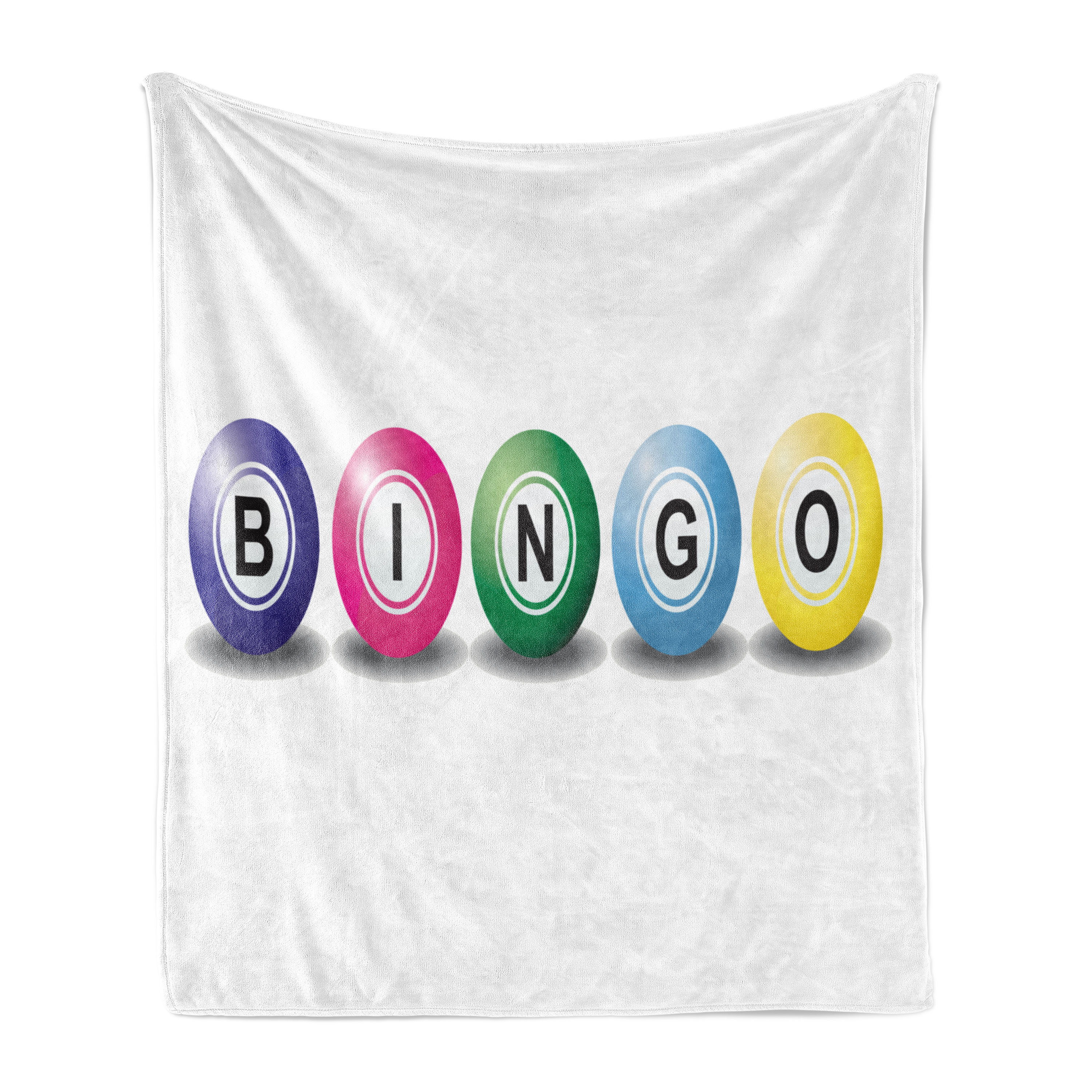 Ambesonne Bingo Fleece Throw Blanket 3D Style Colorful Balls Multicolor ...