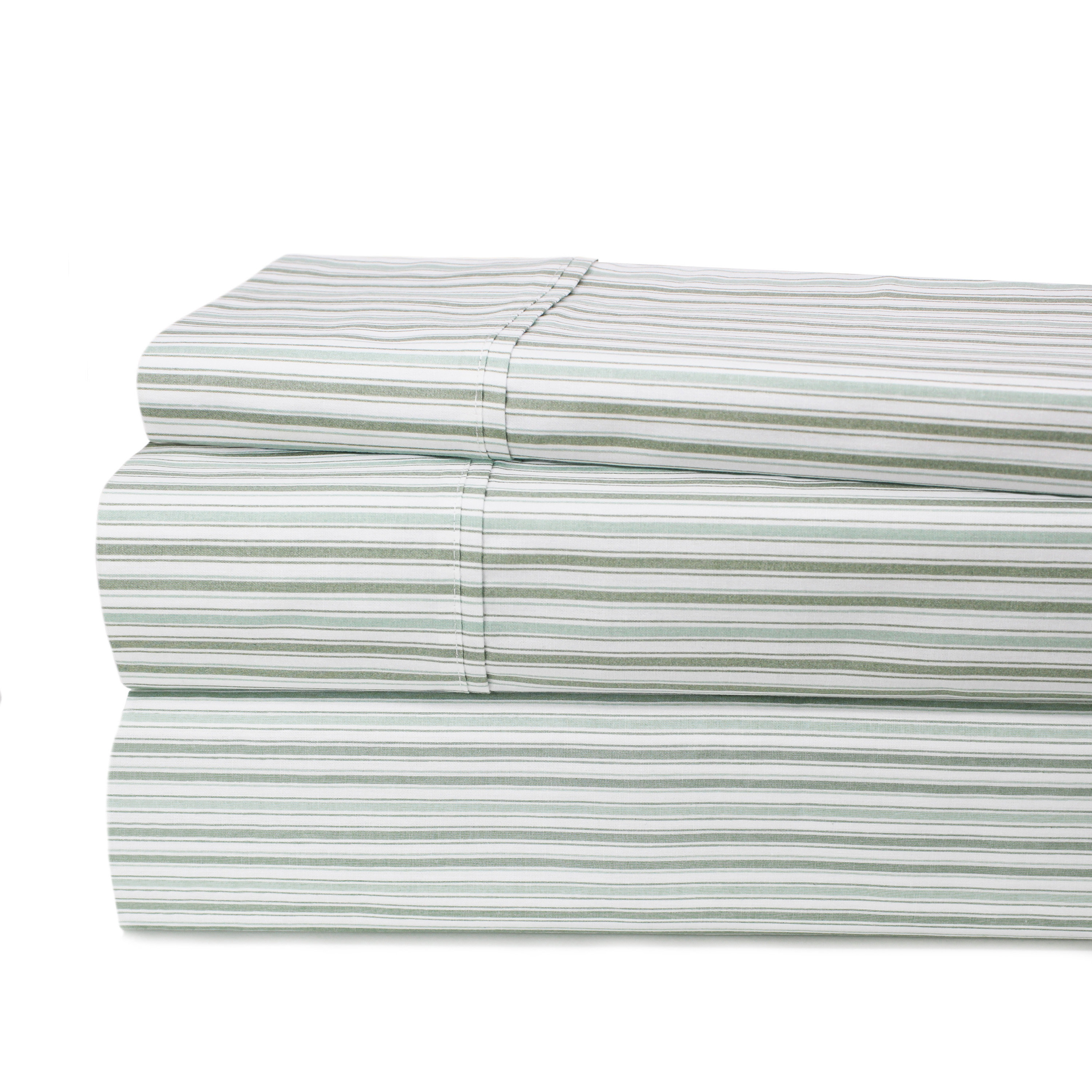 Melange Home Beford Lane 200 Thread Count Striped 100% Cotton Percale ...