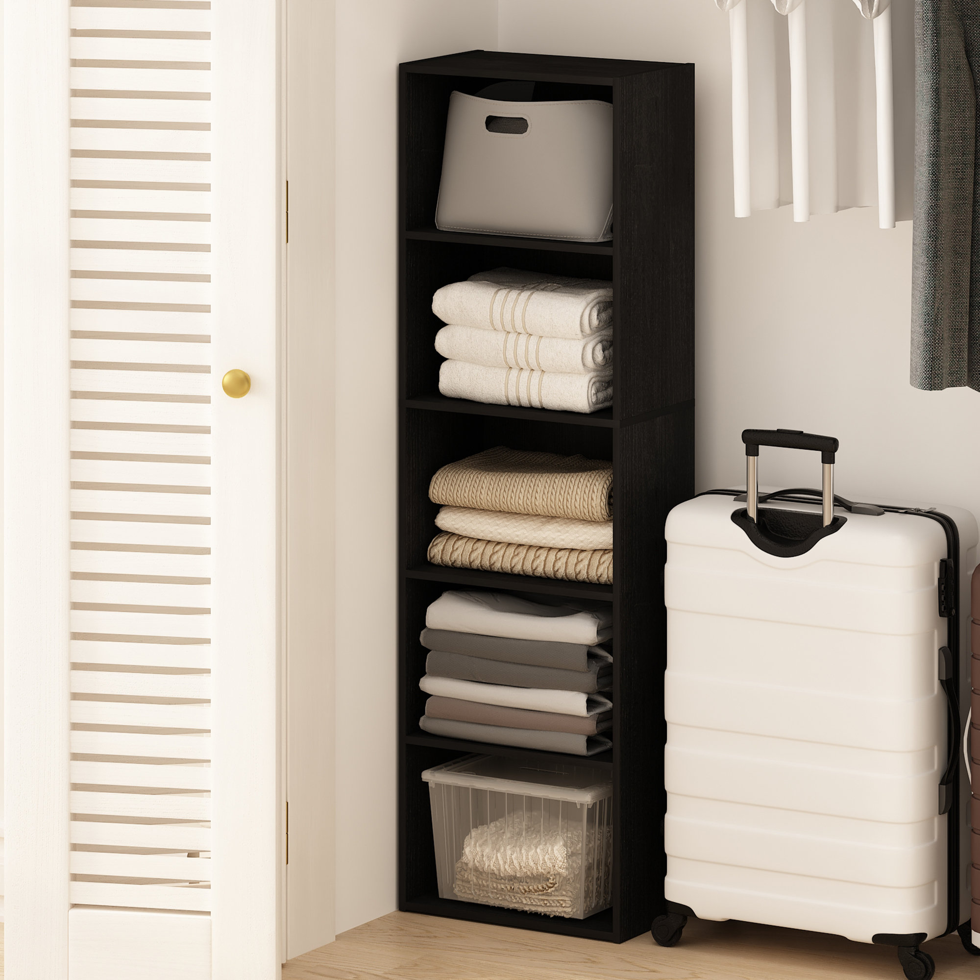 Ebern Designs Shavon 5-Tier Open Shelf Multipurpose Closet & Clothing ...