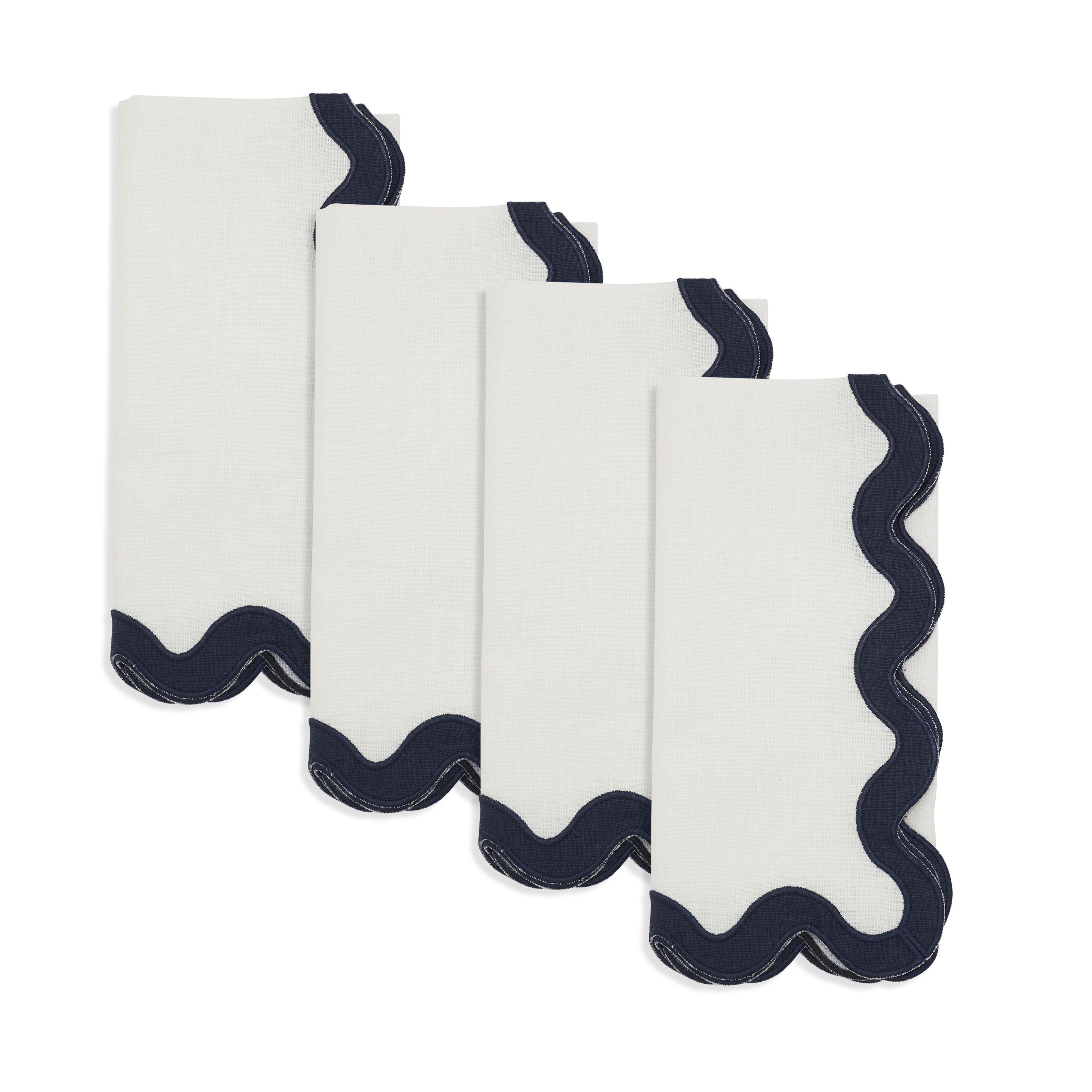 Birch Lane™ 100% Linen Soft Hue Scallop Napkin (Set of 4) | Birch Lane