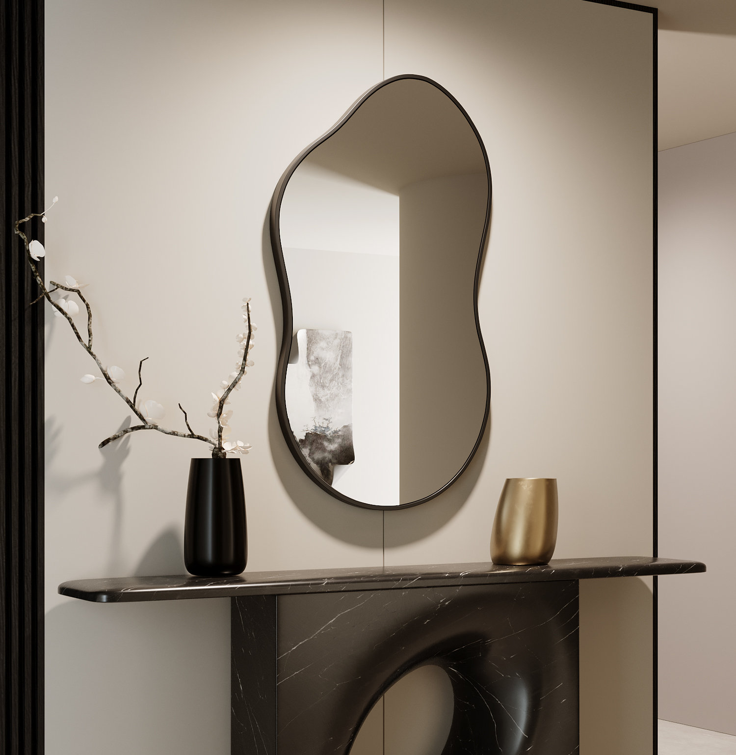 Wrought Studio™ Irregular Unique Shaped Wall Mirror, Asymmetrical ...
