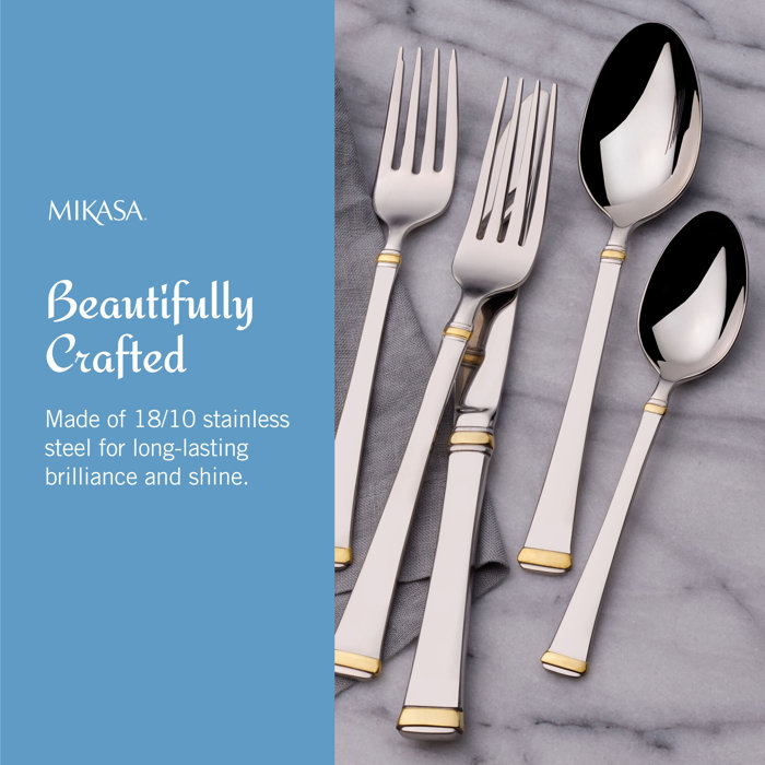Mikasa Harmony 65-Piece Stainless Steel Flatware Set with Serveware ...