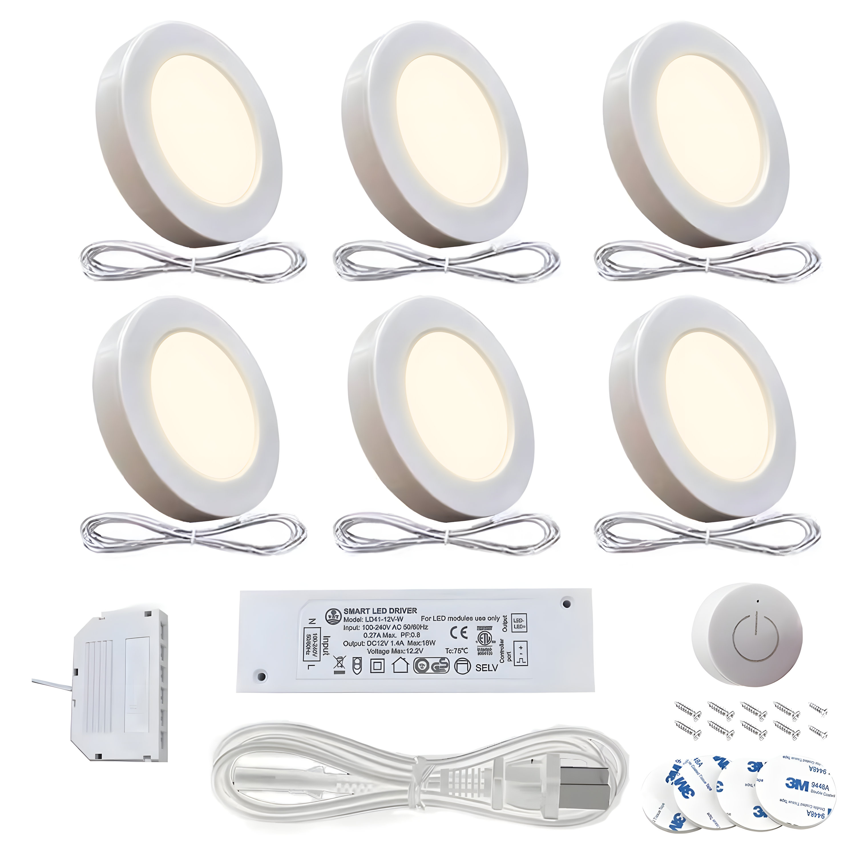 VST Mini Puck Light with Wireless Dimmer 12V 2W/pc, Warm White light ...