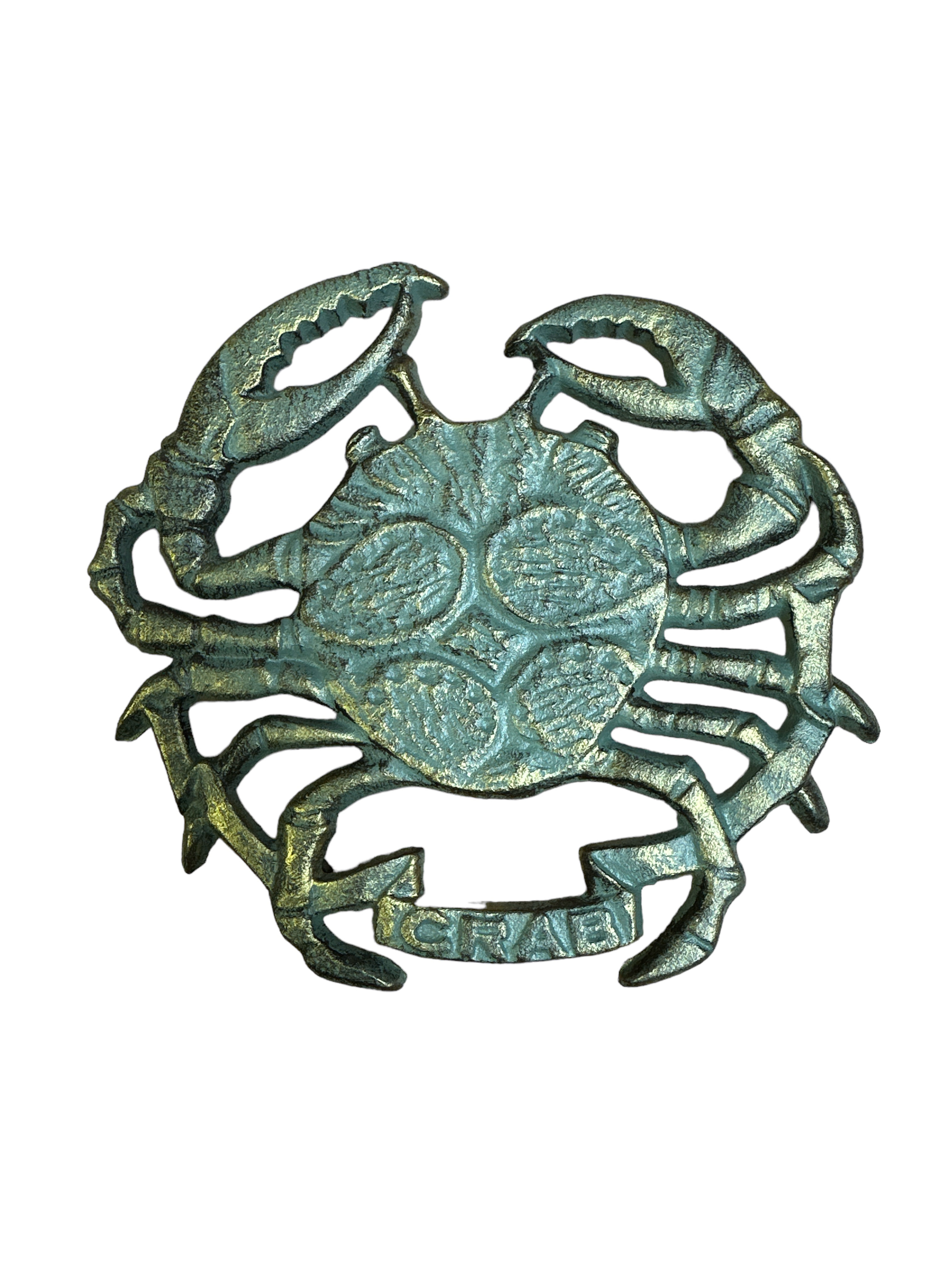 Highland Dunes Ambah Tropical Green & Gold Cast Iron Crab Coastal Beach ...