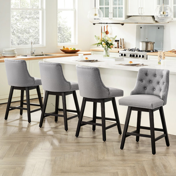GERICCO Swivel Solid Wood Adjustable Height Counter Stool - Wayfair Canada