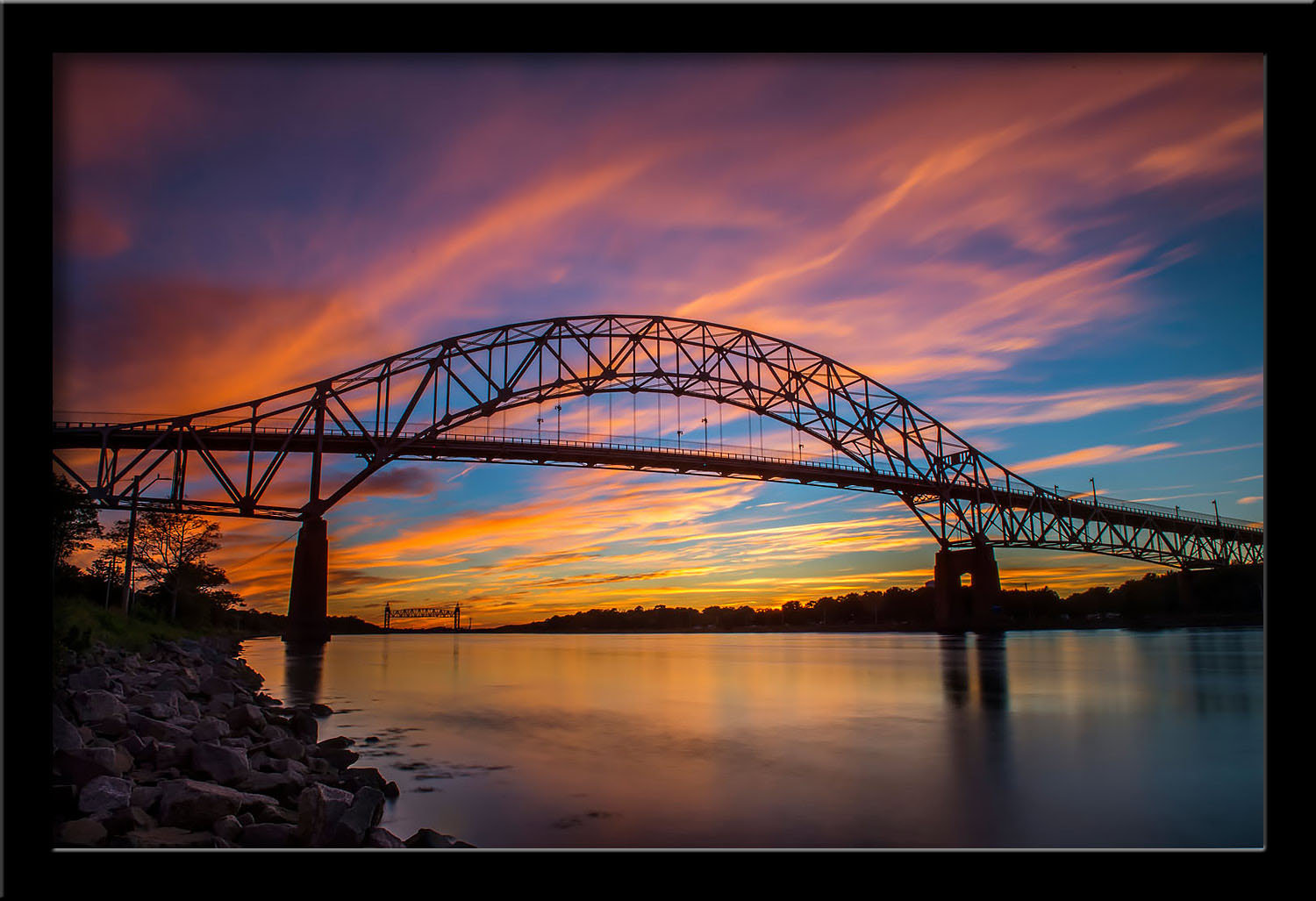 Ebern Designs Cape Cod Bourne Bridge at Sunset by Wayne Collamore ...