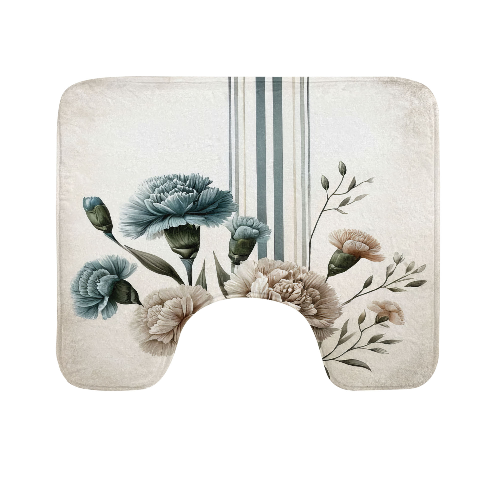 East Urban Home Flower Toilet Mat U-Shape Bathroom Rug 20" Eggshell ...