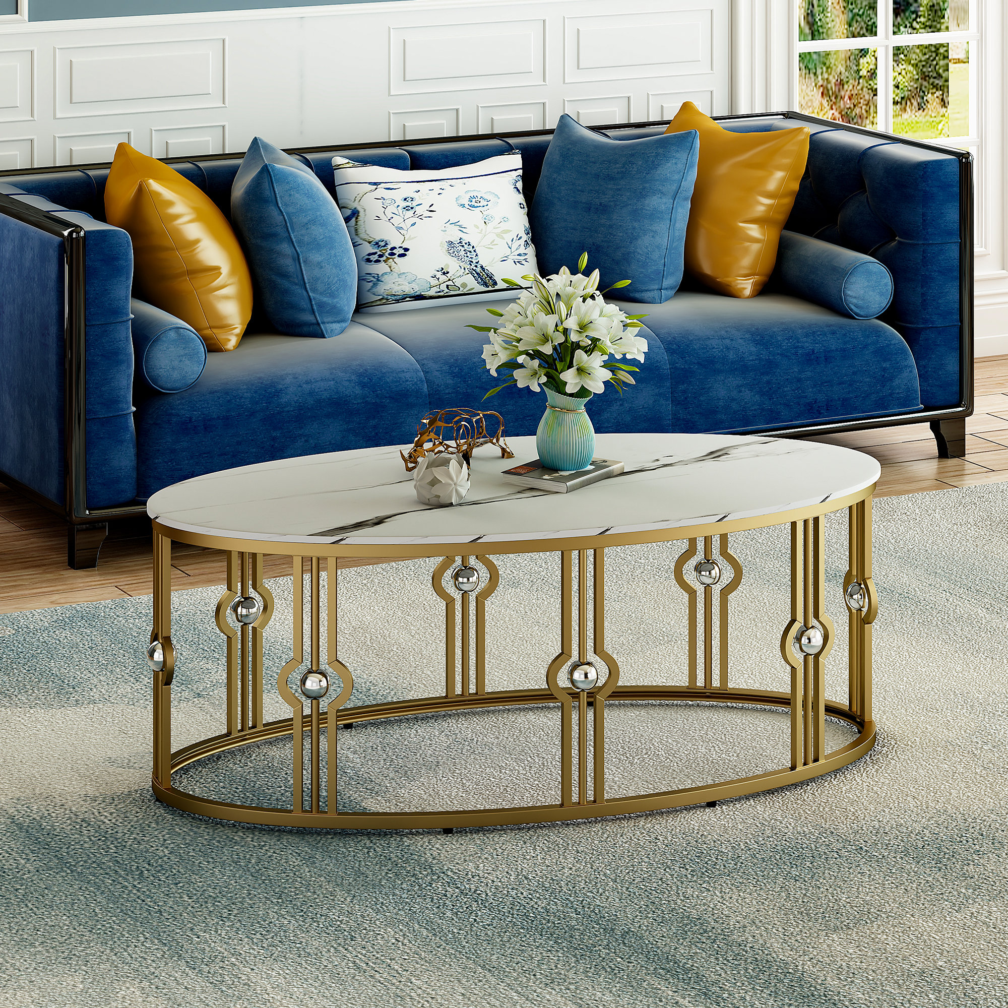 Mercer41 Modern Oval Coffee Table For Living Room, Bedroom & Reviews ...