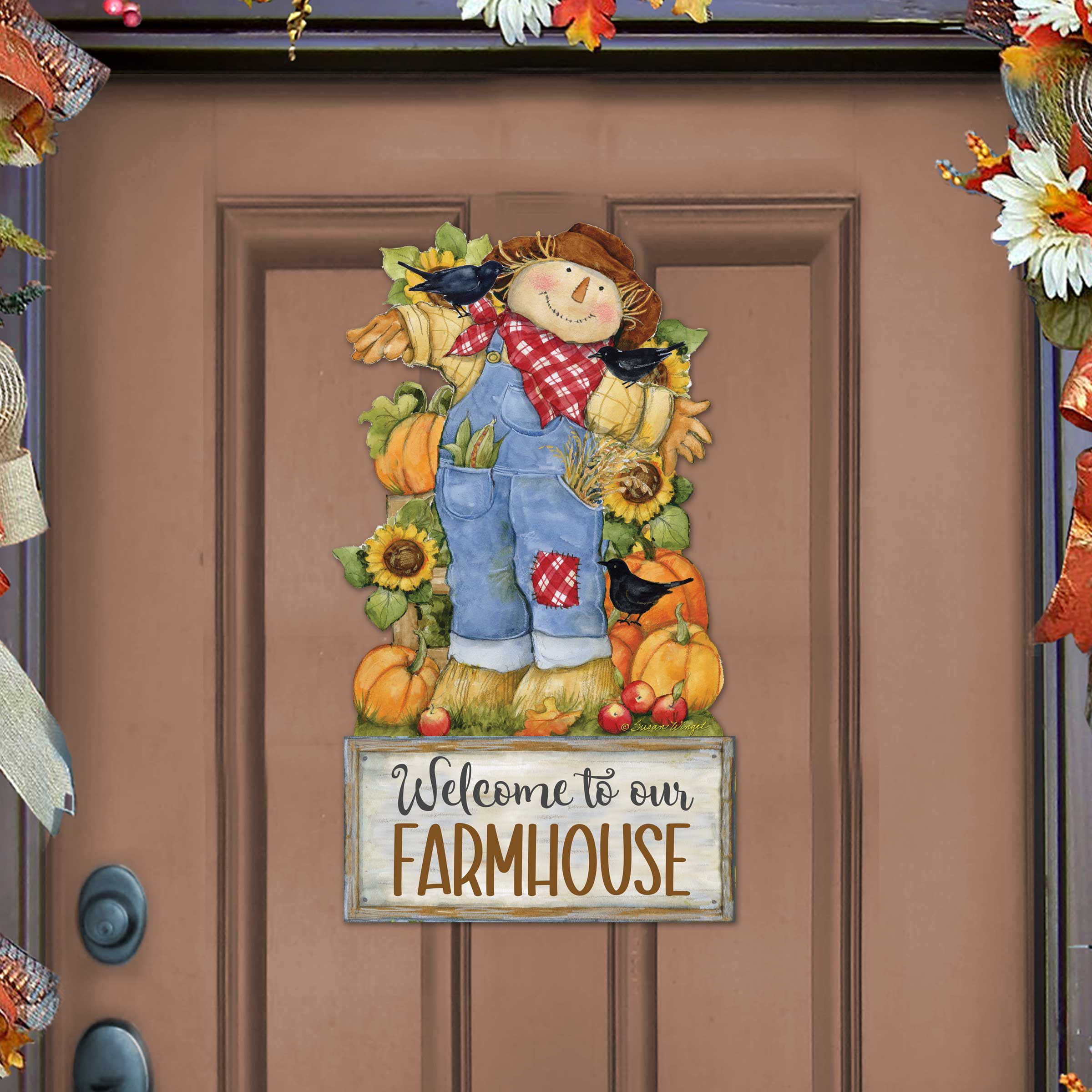 Red Barrel Studio Japaul Harvest Scarecrow Welcome Sign Door Décor ...