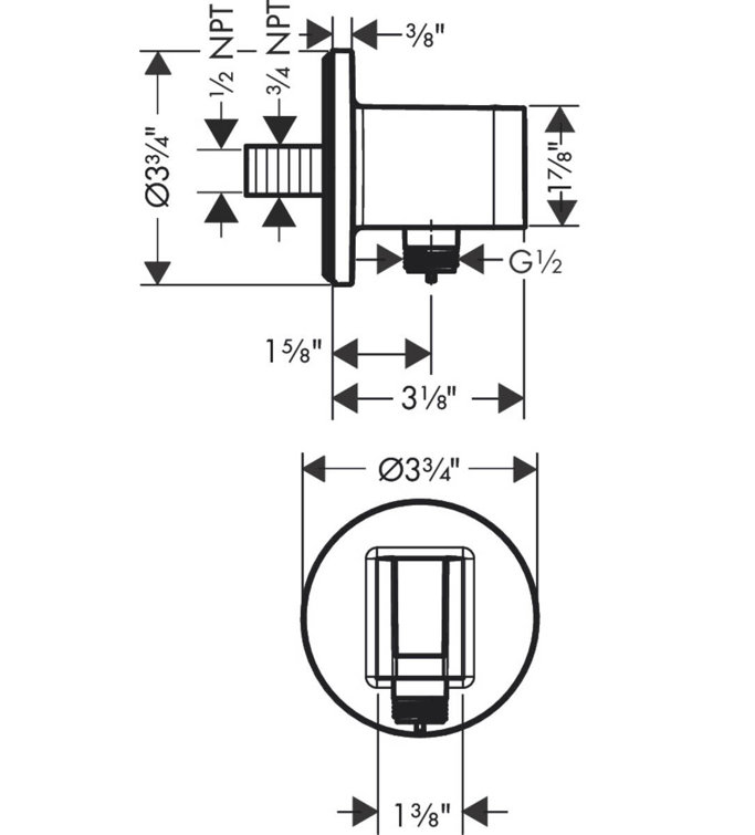 Hansgrohe FixFit Handheld Shower Wall Outlet Thread Connection ...