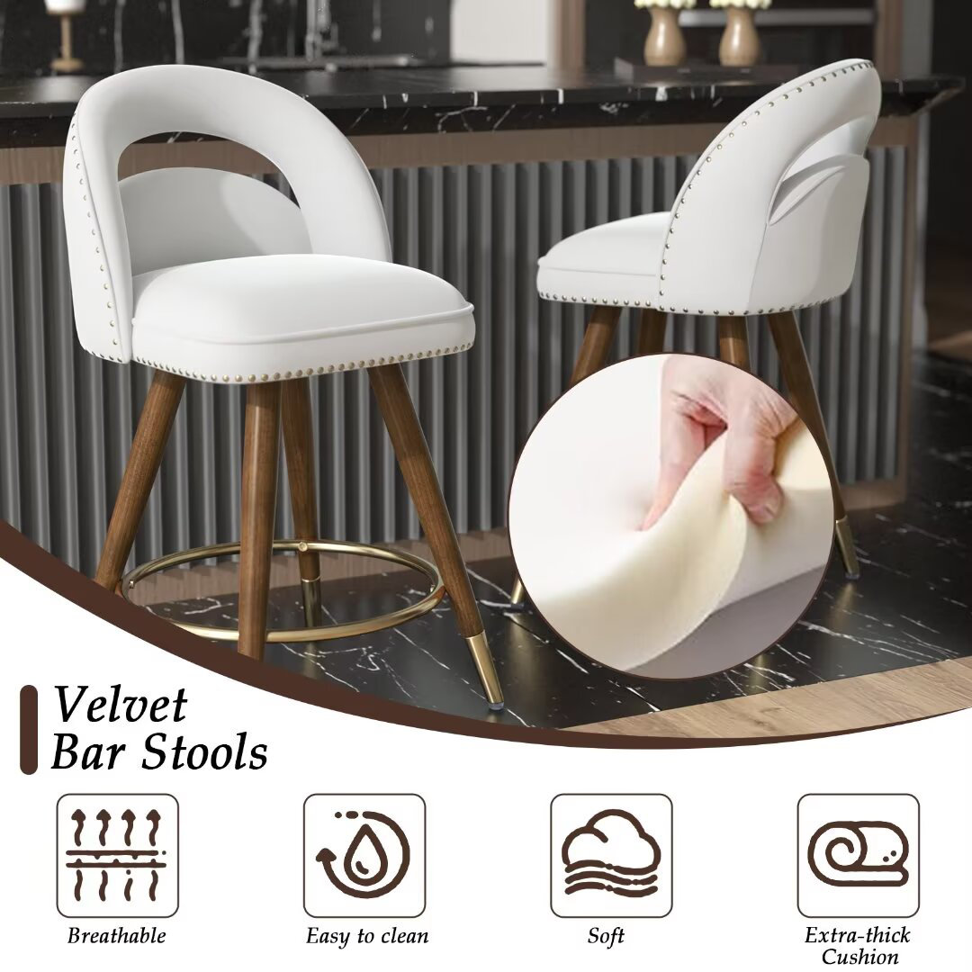 Mercer41 Kokitus Counter Height Bar Stools, 24 Inch Swivel Bar Stools ...