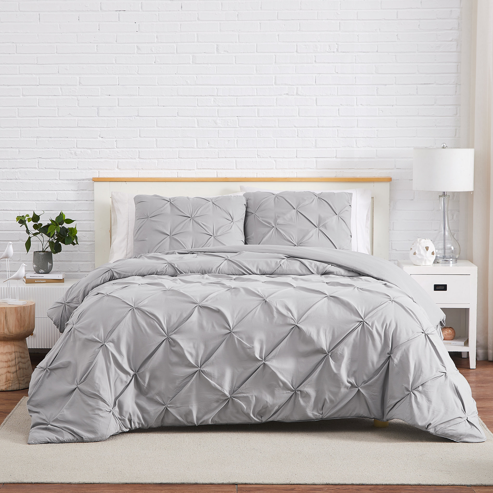 SouthShore Fine Linens Pinch Pleated, Pintuck Duvet Cover Set with ...